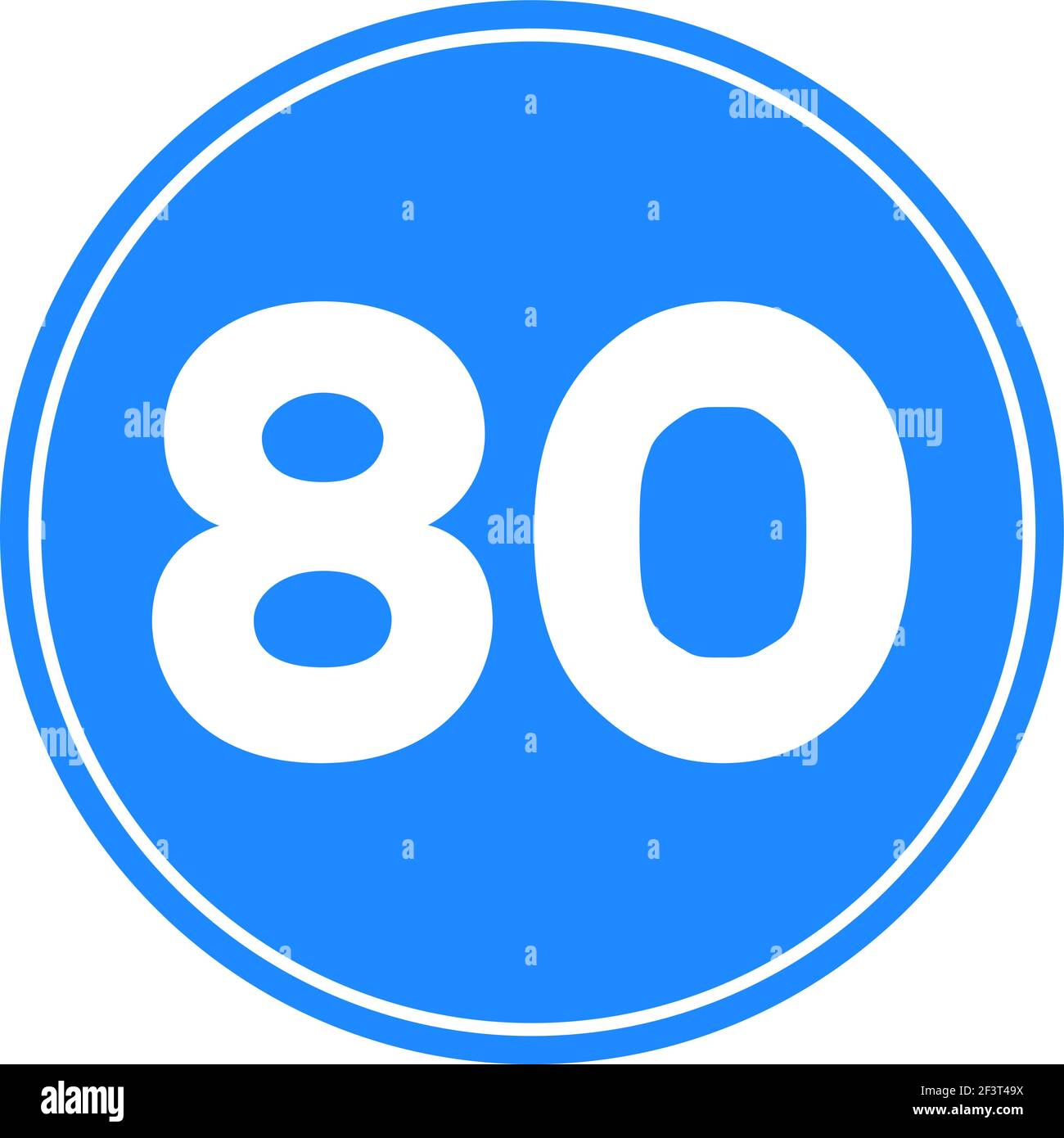 Rounded traffic signal in blue and white, isolated on white background ...