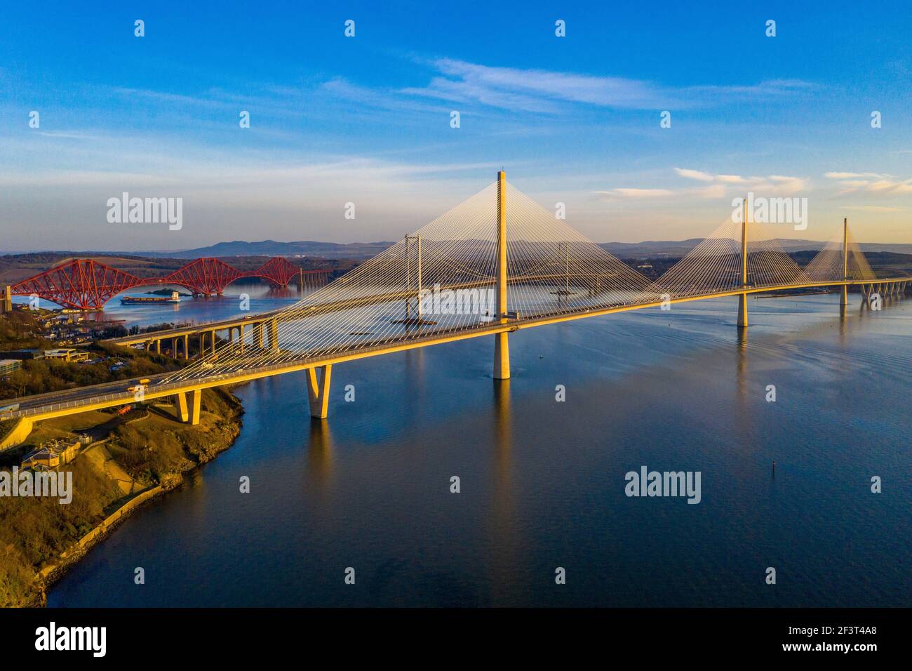 Drone aerial view of forth bridges hi-res stock photography and images ...