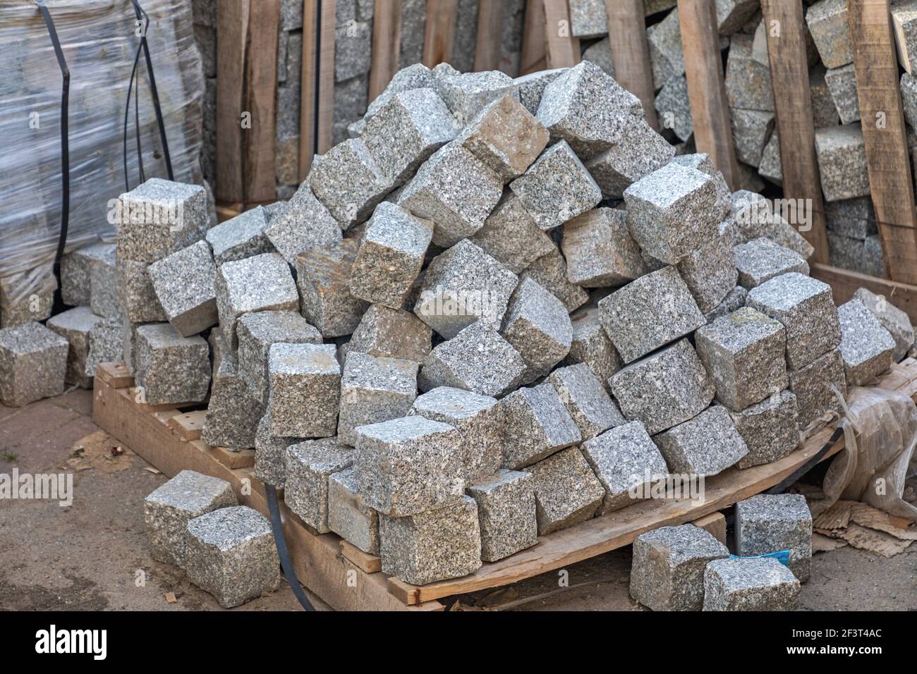 Big Bunch of Cobblestones at Pallet Construction Site Material Stock ...