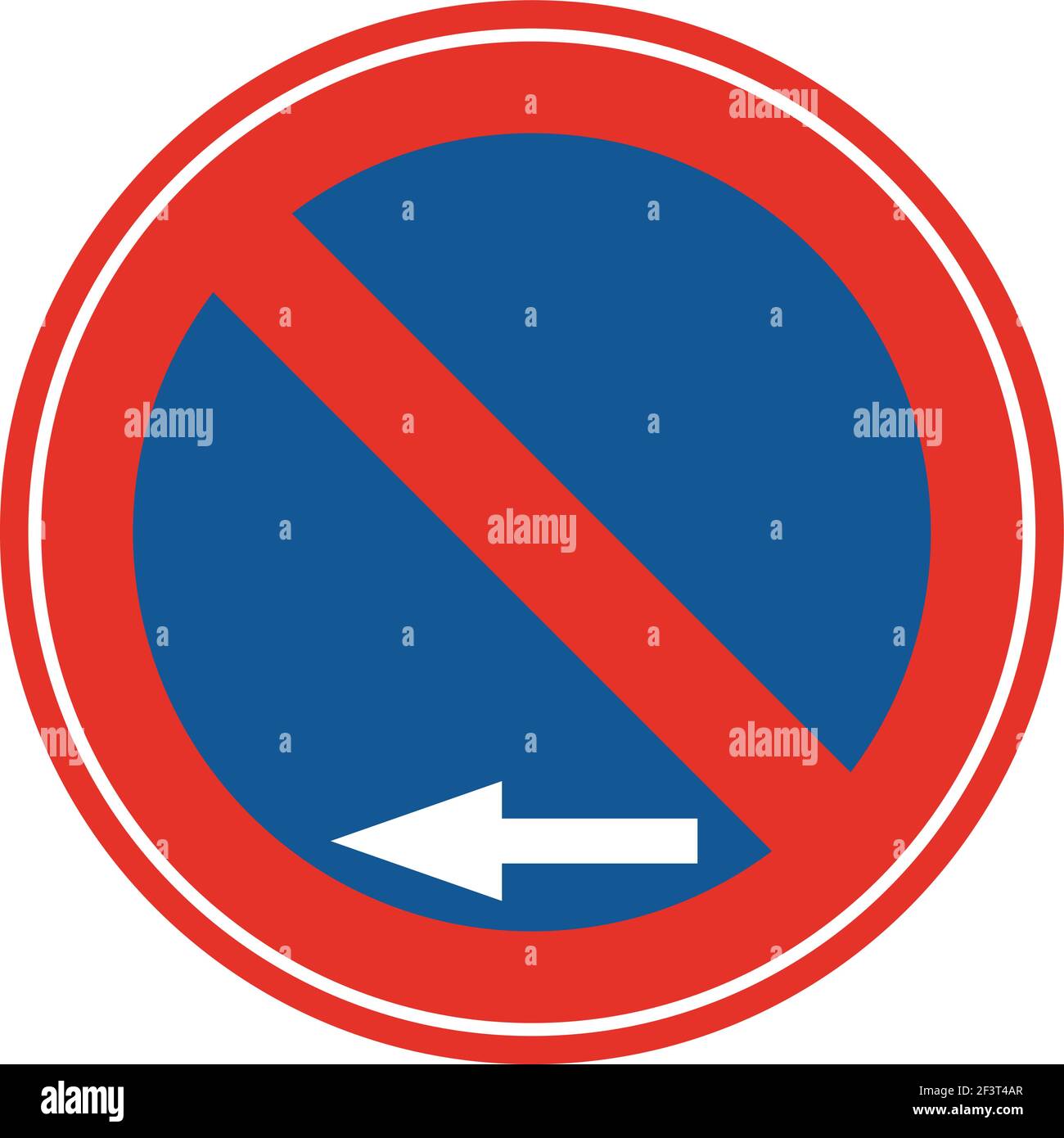 Rounded traffic signal in blue and red, isolated on white background ...