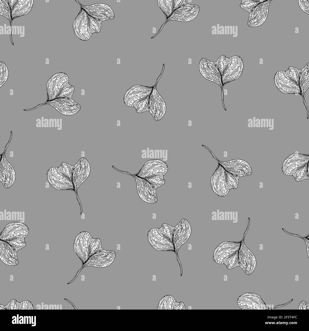 Leaves with stripes veins. Vector seamless pattern botanical ...