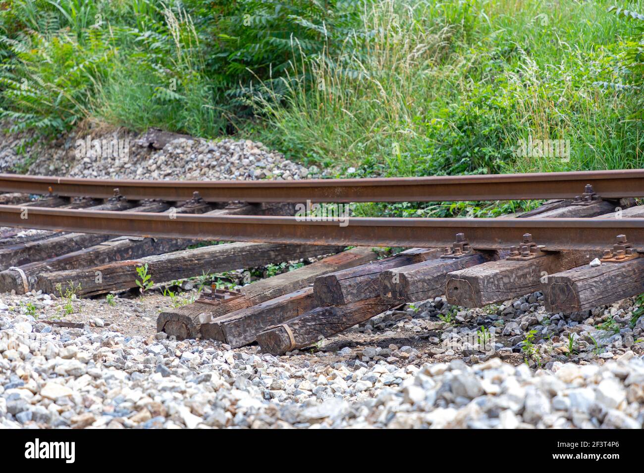 Flood Damaged Section of Rail Tracks Danger Stock Photo - Alamy