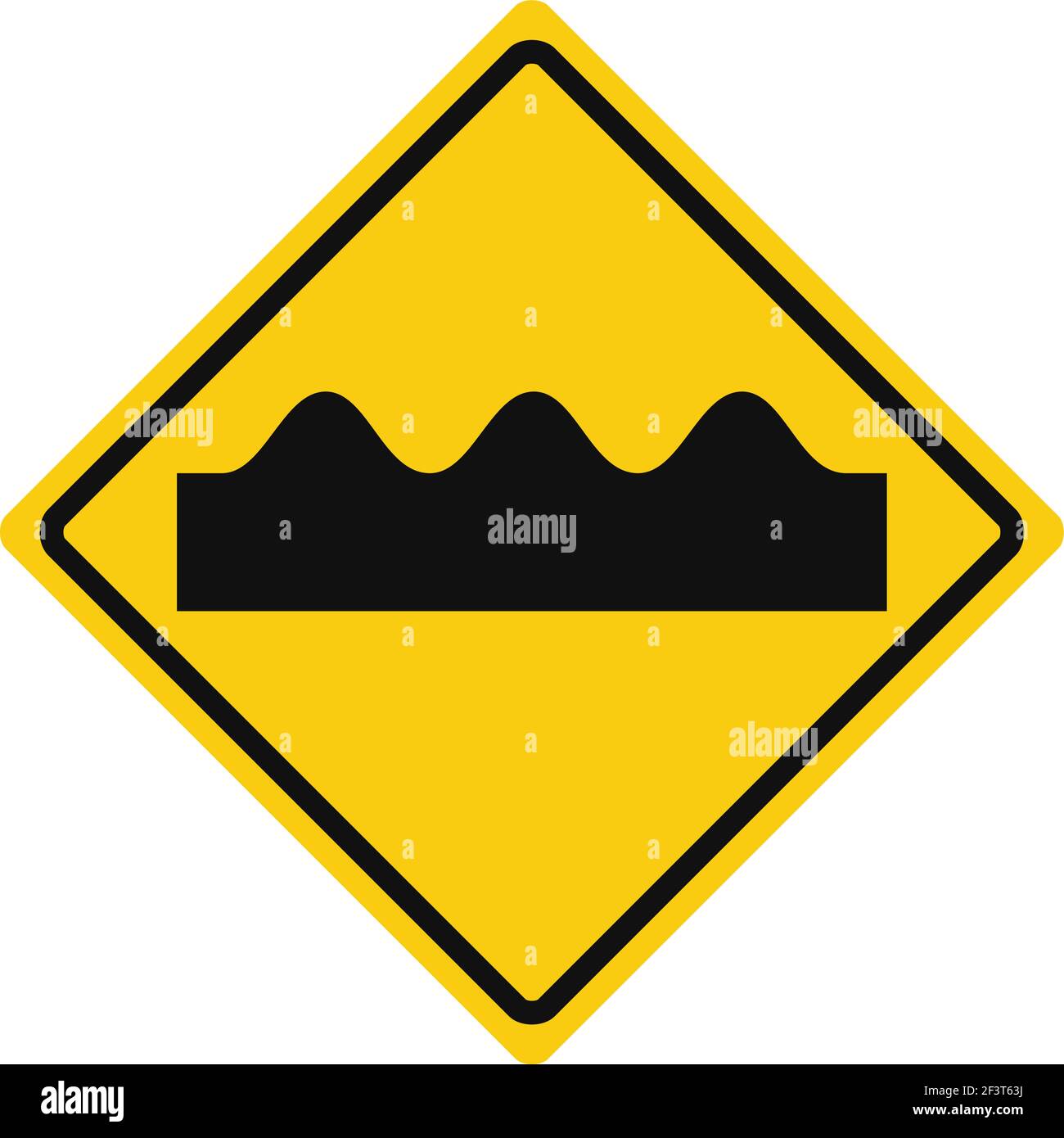 Rhomboid traffic signal in yellow and black, isolated on white ...