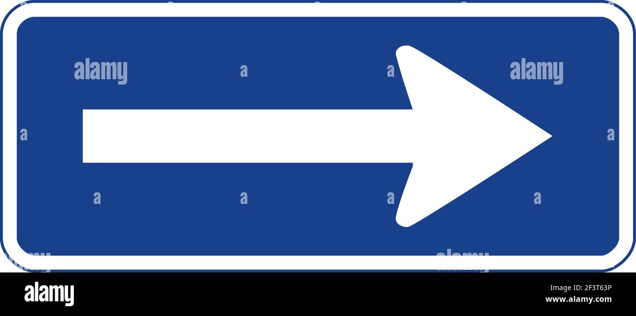 Rectangular traffic signal in blue and white, isolated on white ...