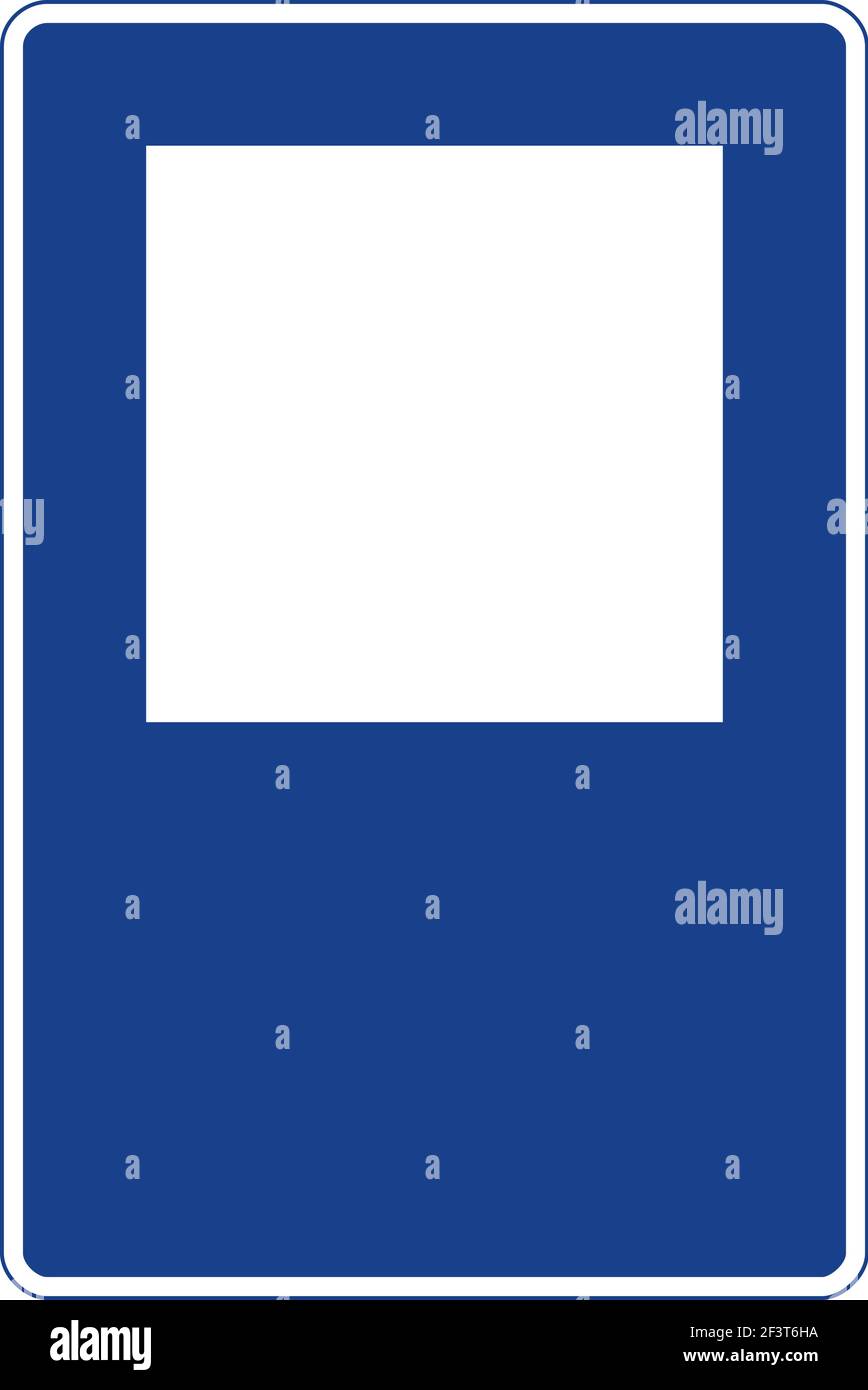 Rectangular traffic signal in blue and white, isolated on white ...