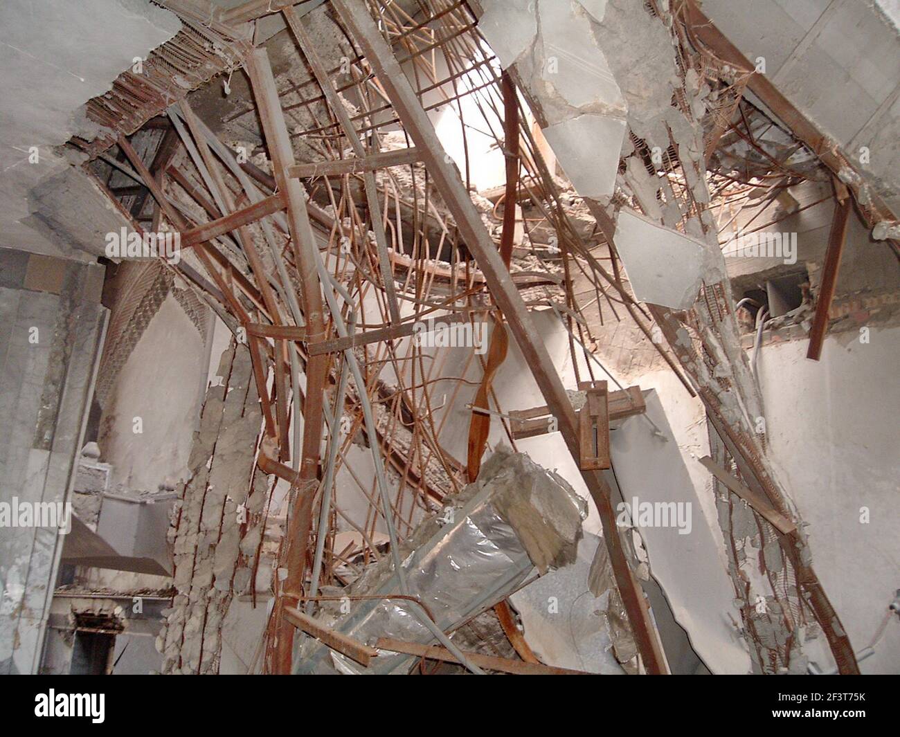 Bomb damaged building on Camp Slayer, in Baghdad, Iraq, during the ...