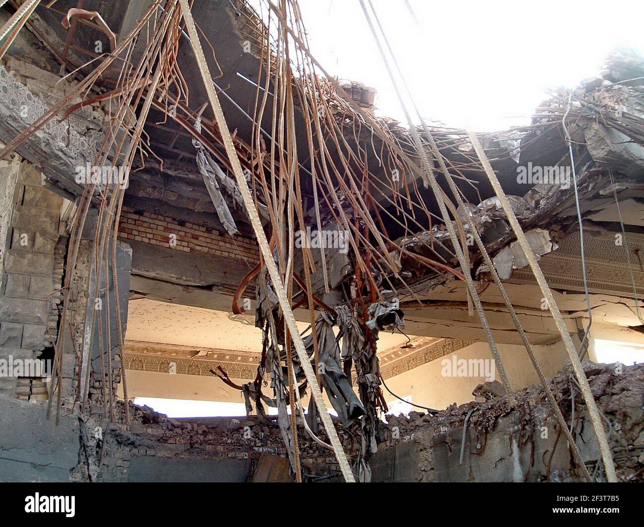 Bomb damaged building on Camp Slayer, in Baghdad, Iraq, during the ...