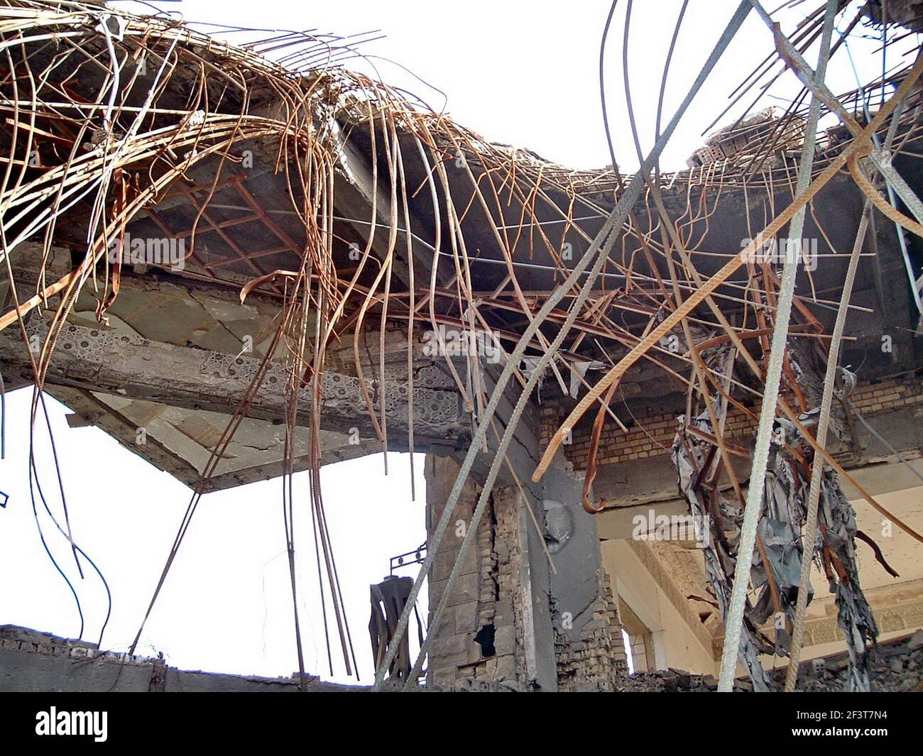 Bomb damaged building on Camp Slayer, in Baghdad, Iraq, during the ...