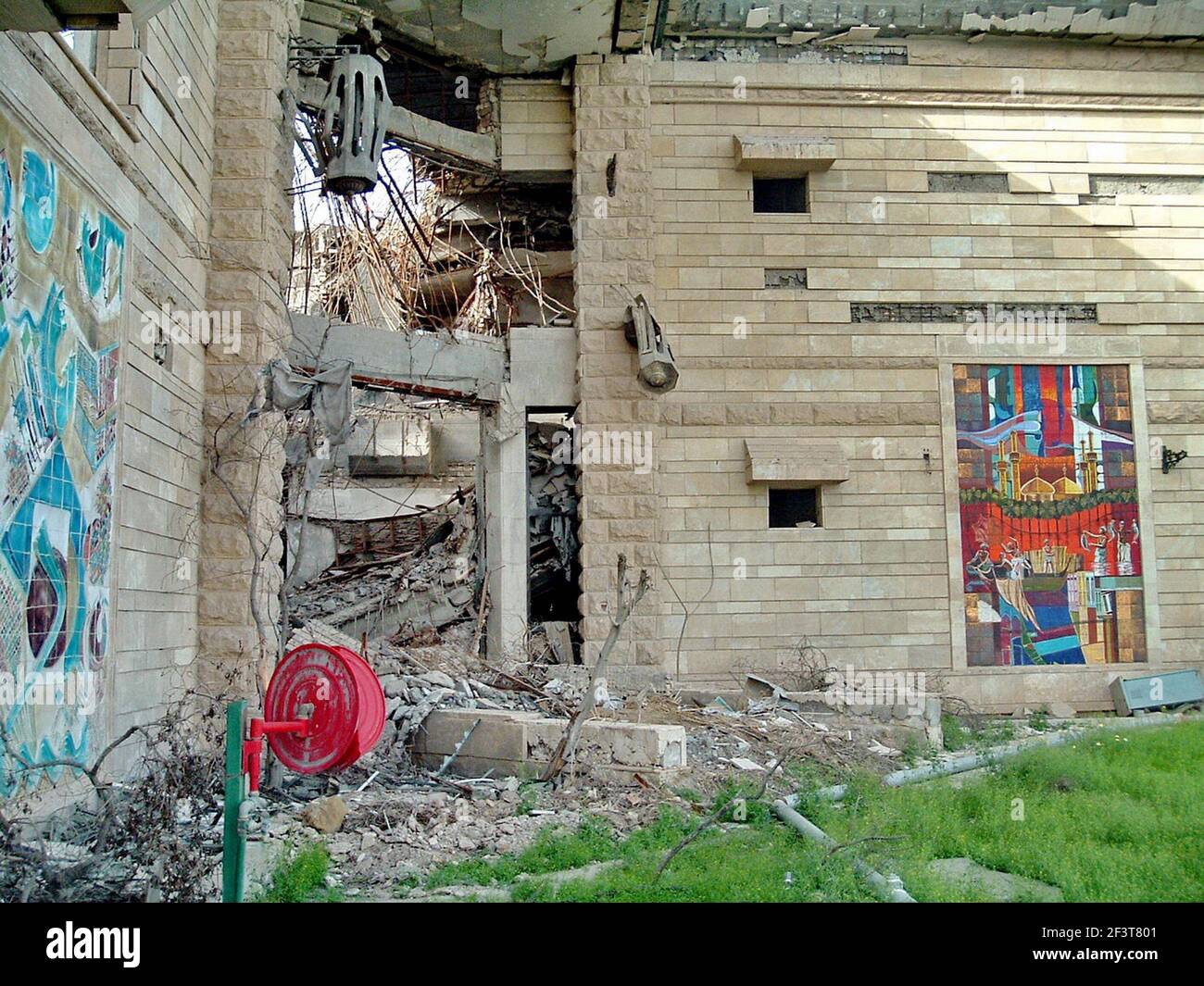 Bomb damaged building on Camp Slayer, in Baghdad, Iraq, during the ...