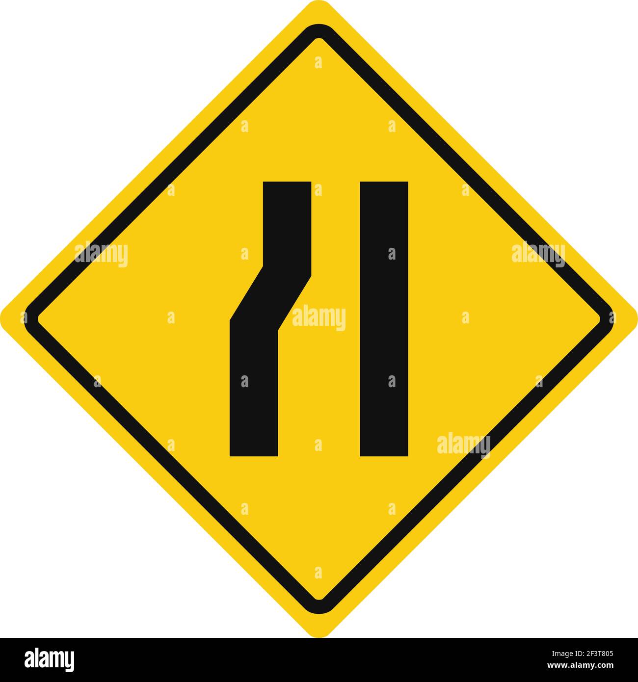 Rhomboid traffic signal in yellow and black, isolated on white ...