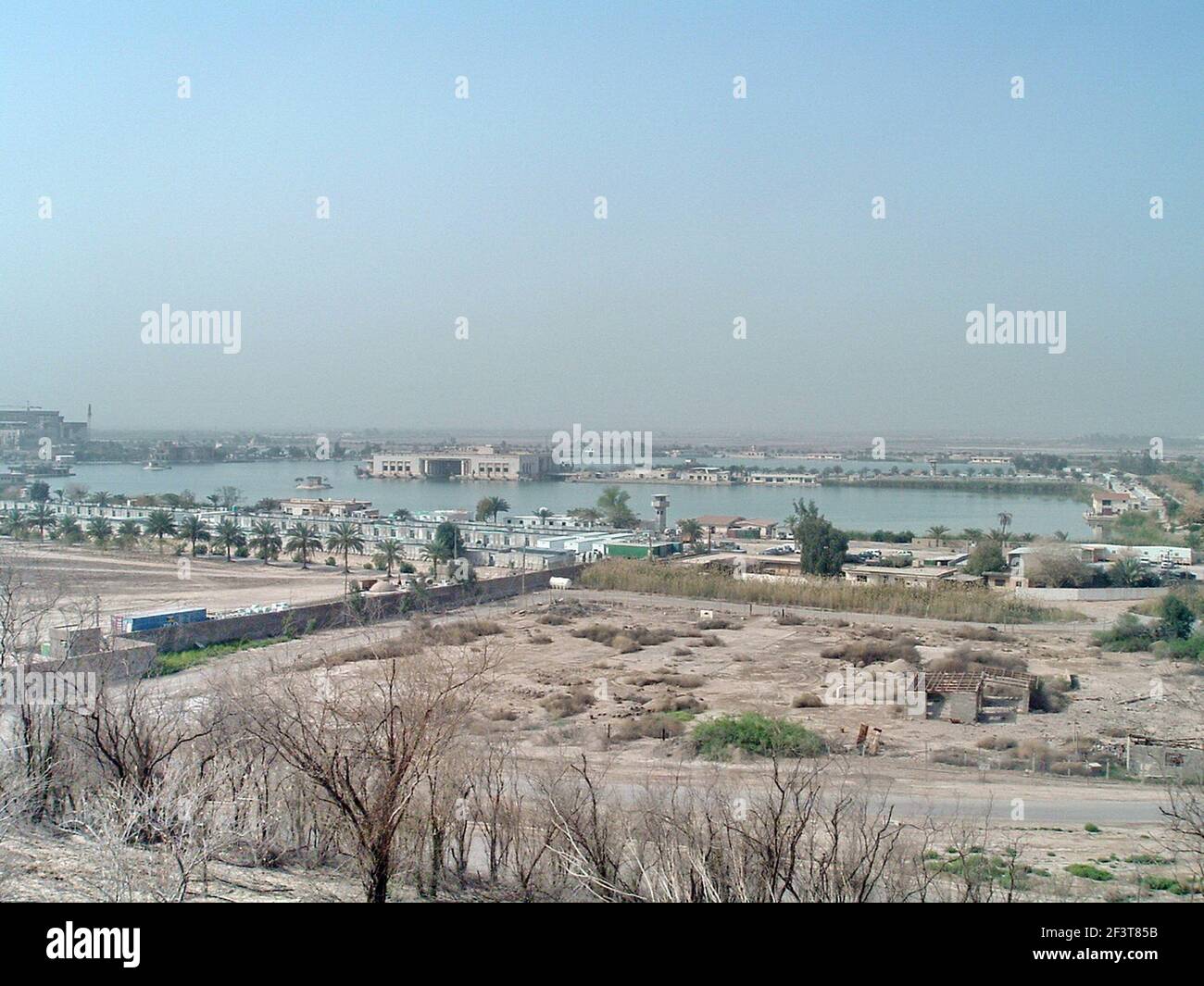 Overhead view of buildings on Camp Victory, in Baghdad, Iraq, during ...