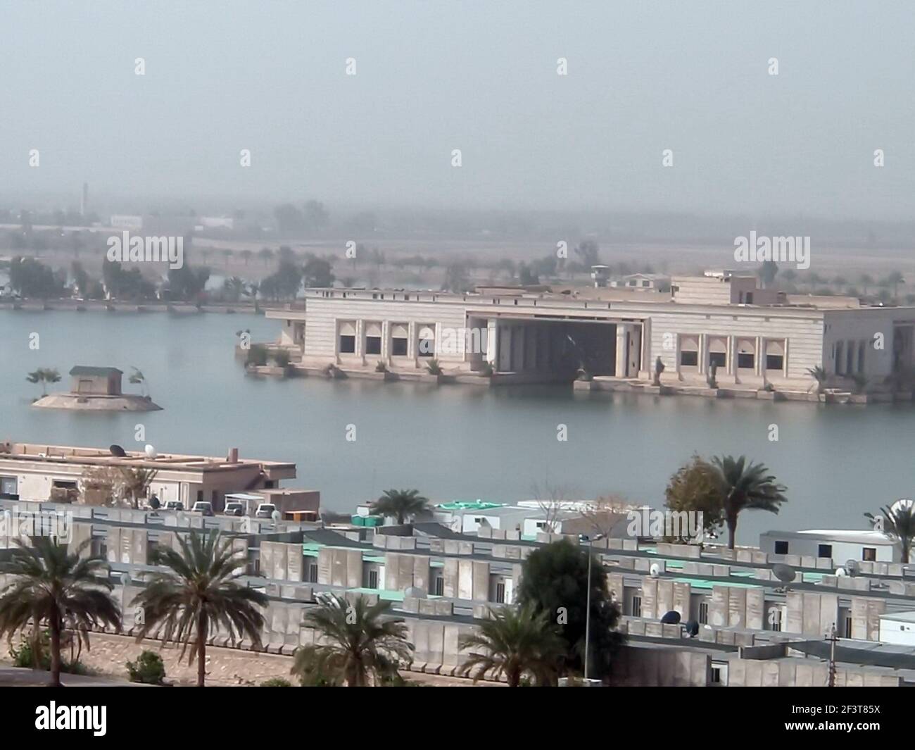 Overhead view of buildings on Camp Victory, in Baghdad, Iraq, during ...