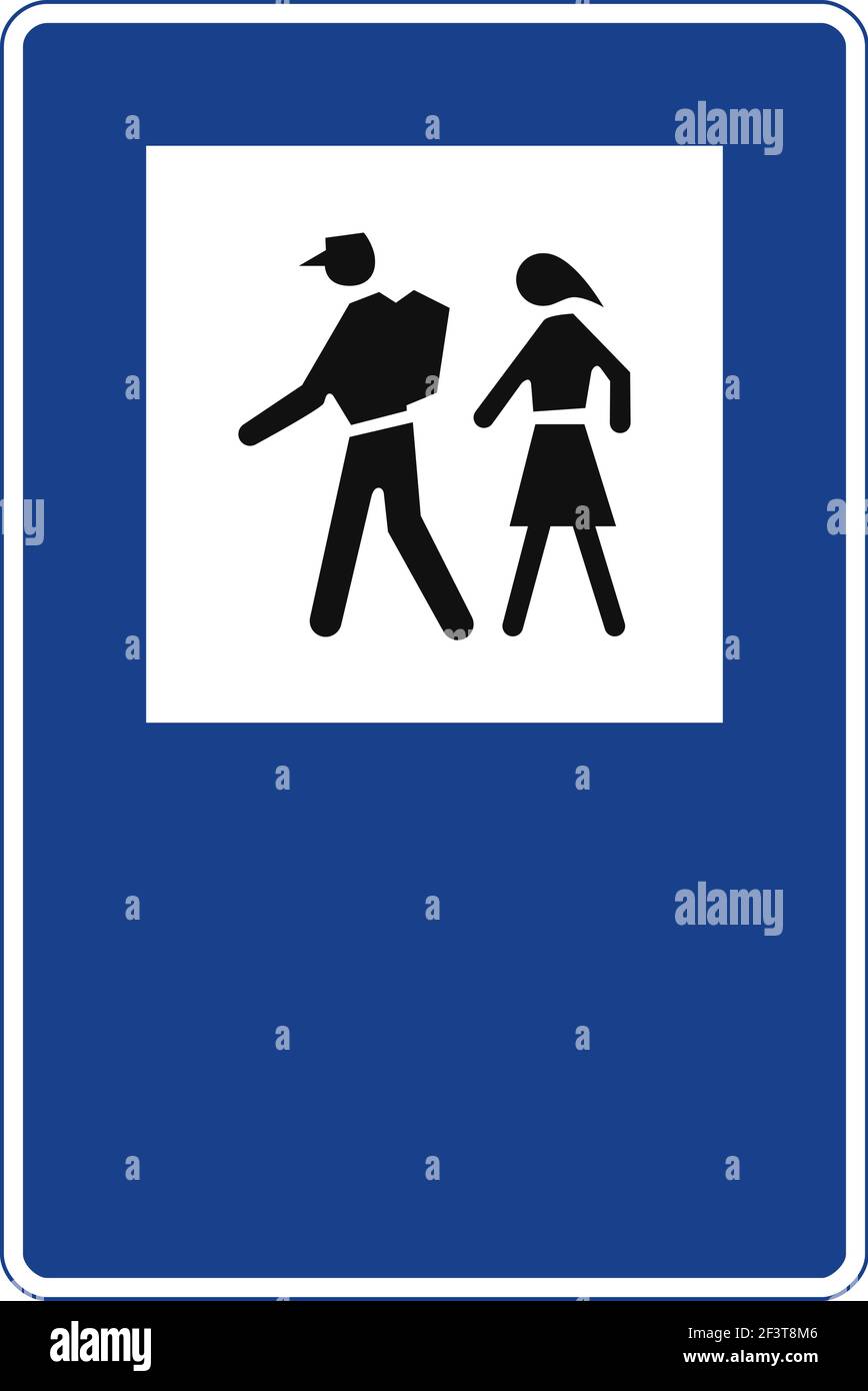 Rectangular traffic signal in blue and white, isolated on white ...