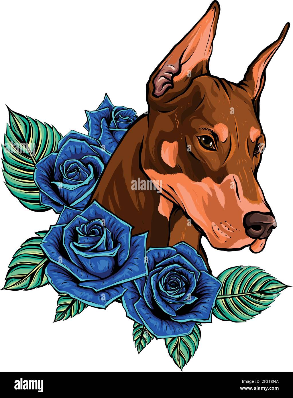 Dobermann portrait Stock Vector Images - Alamy