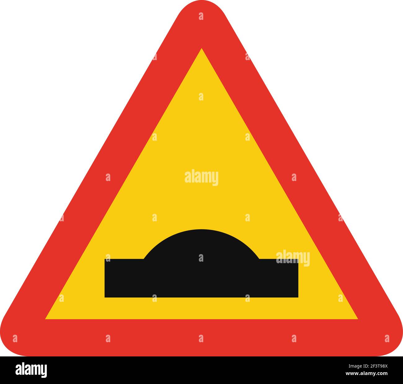 Triangular traffic signal in yellow and red, isolated on white ...