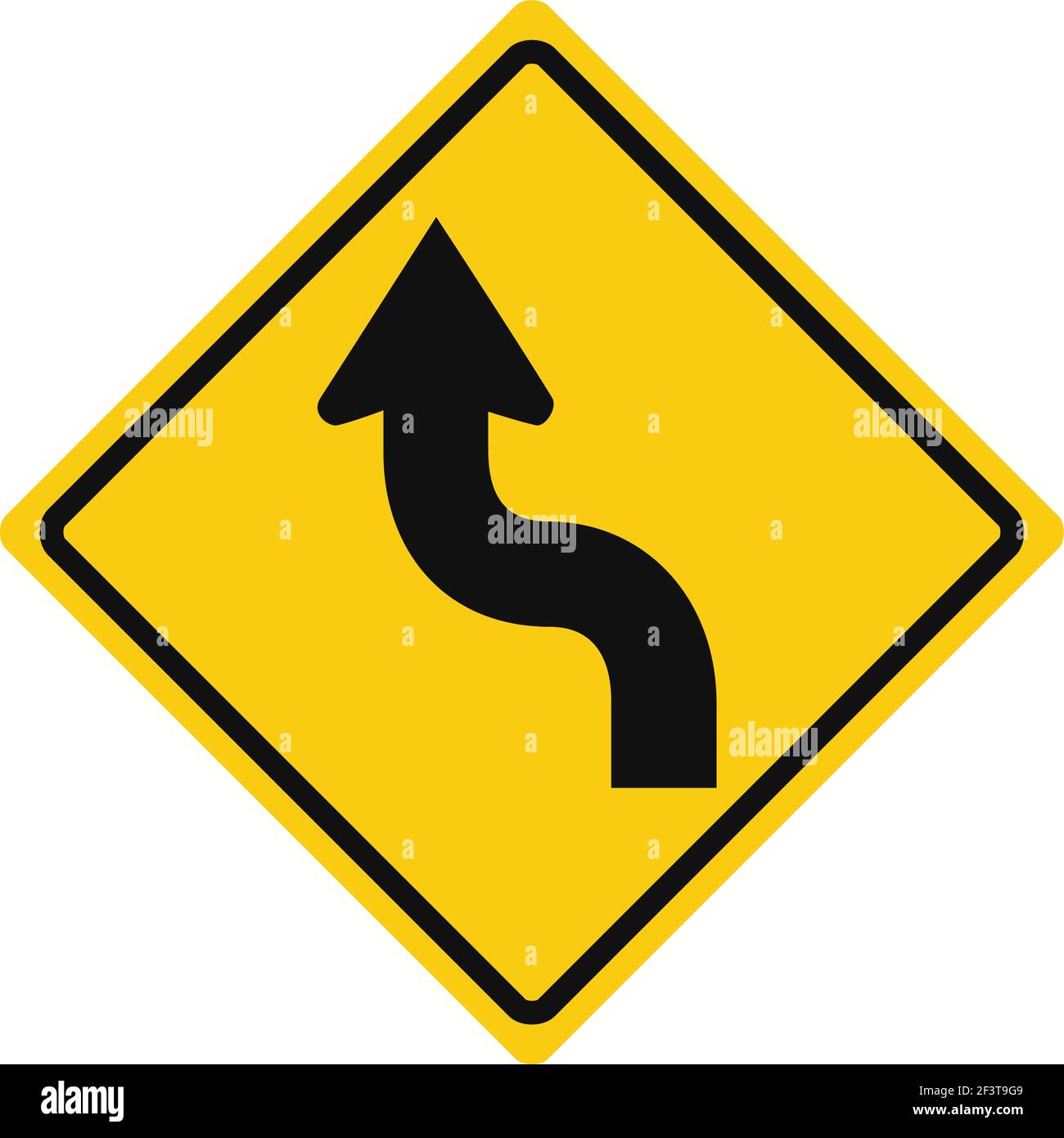 Rhomboid traffic signal in yellow and black, isolated on white ...