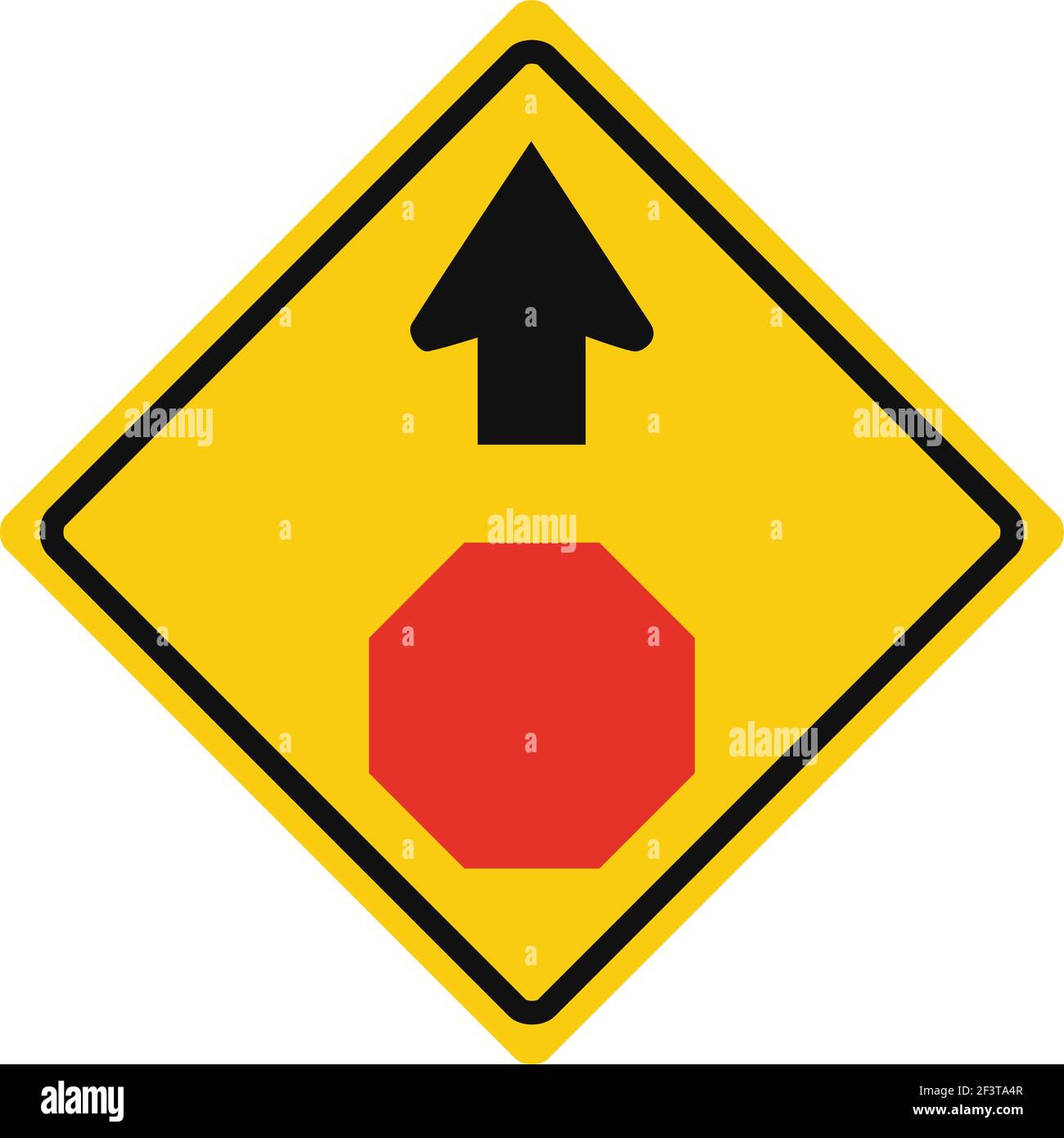 Stop sign ahead usa yellow warning hi-res stock photography and images ...