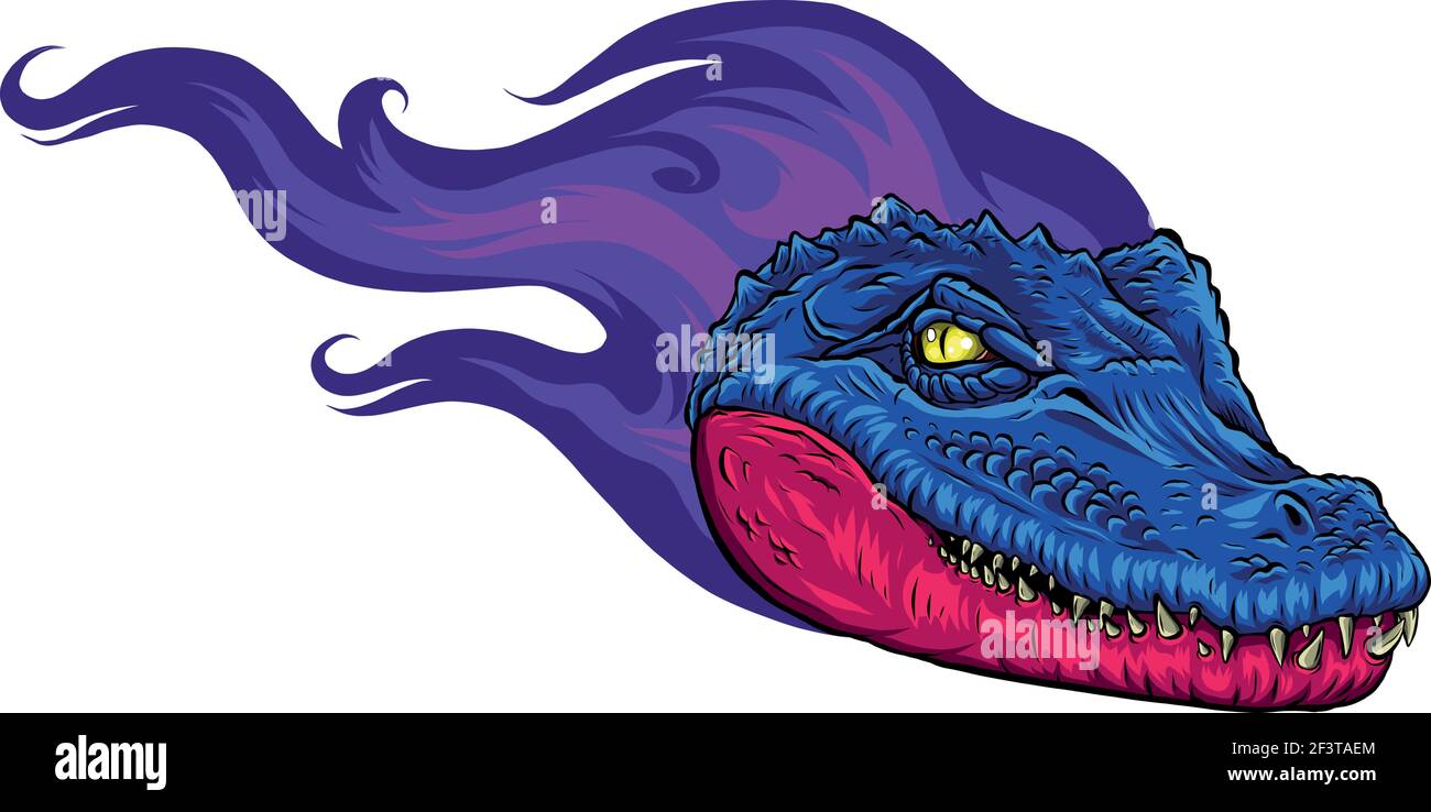 vector illustration of colored fiery head alligator Stock Vector Image ...