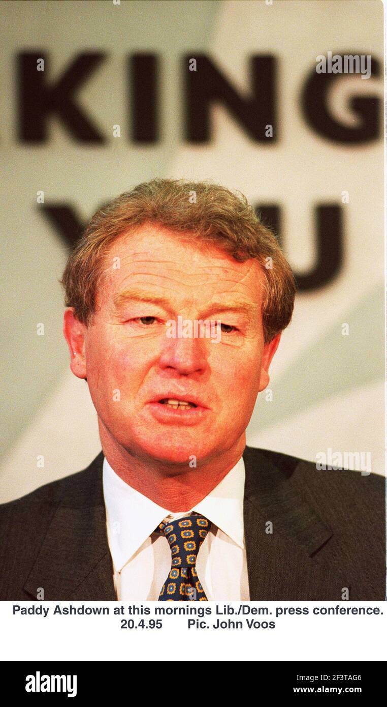 Leader of the Liberal Democrats Paddy Ashdown MP at the Lib Dem Press ...