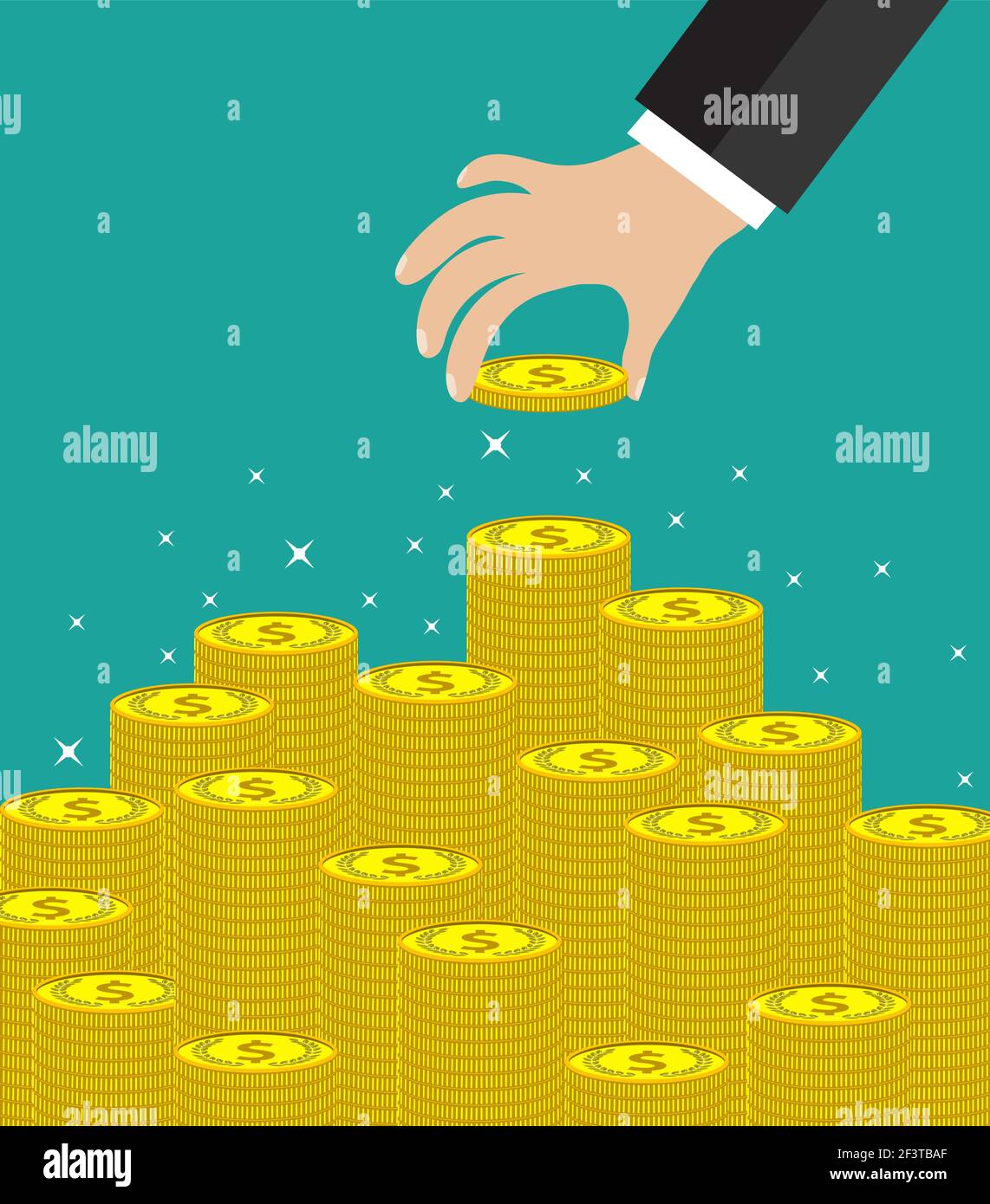 Cartoon hand holding golden dollar coin investment Stock Vector Images ...