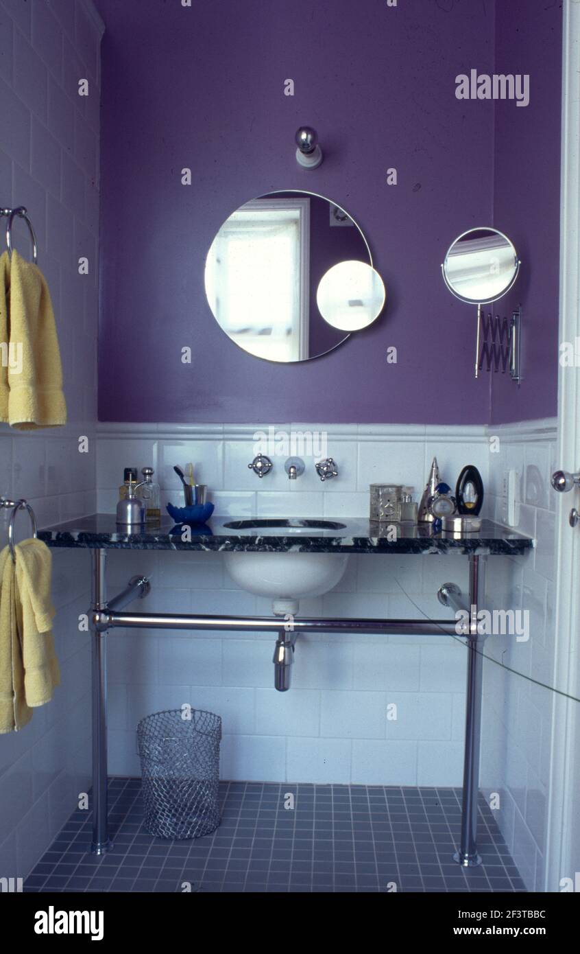 Basin set in stainless steel frame and marble top Stock Photo - Alamy
