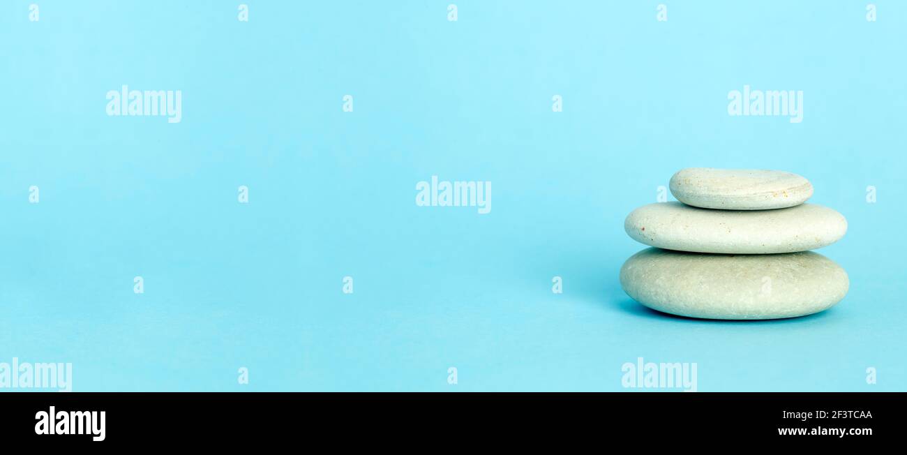 Zen background blue color with Japanese stone towers for spa ...