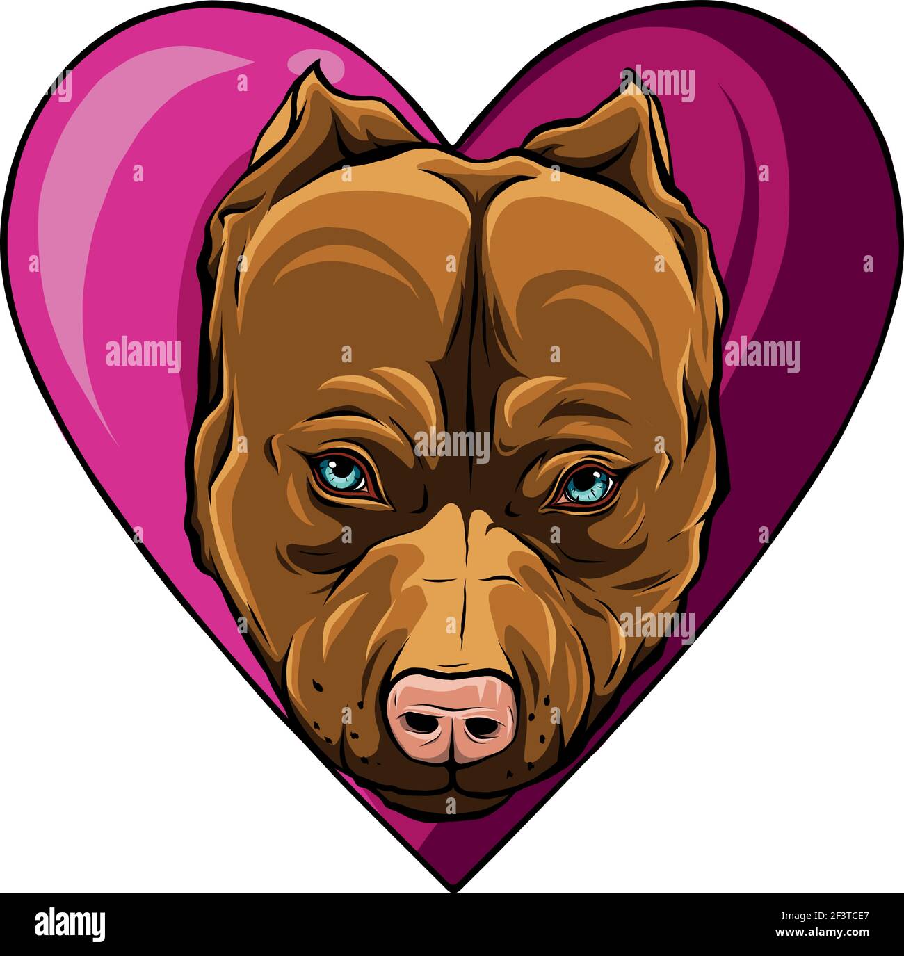 head of dog inside of heart vector illustration Stock Vector Image ...