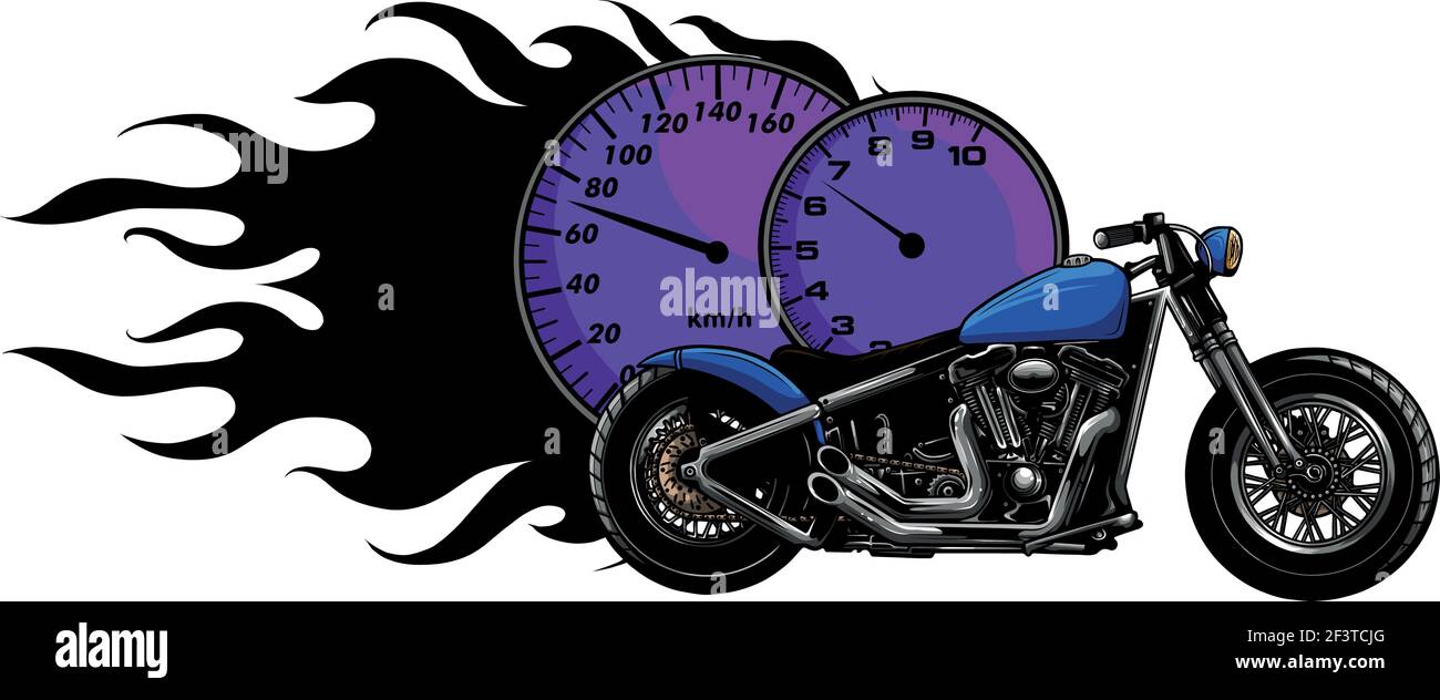 motorbike on fire with struments vector illustration Stock Vector Image ...