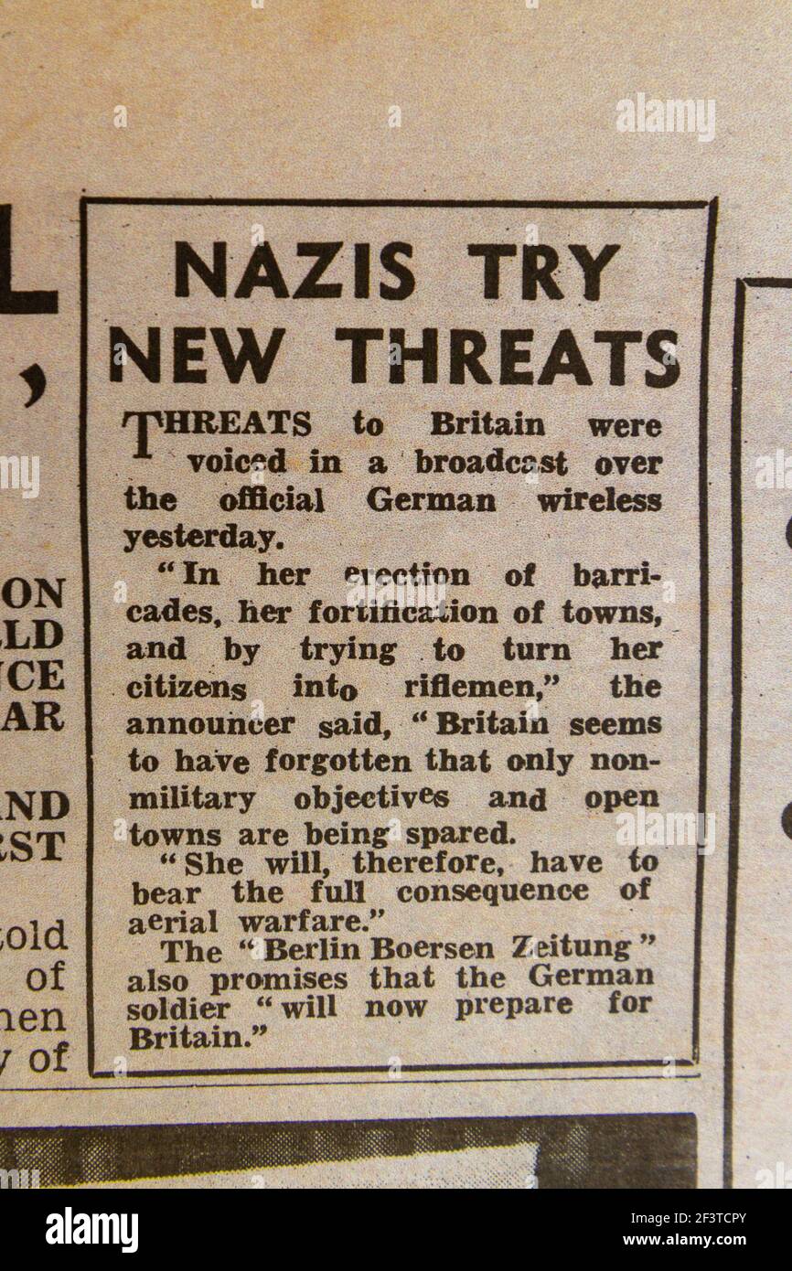 Battle of britain newspaper 1940 wwii hi-res stock photography and ...