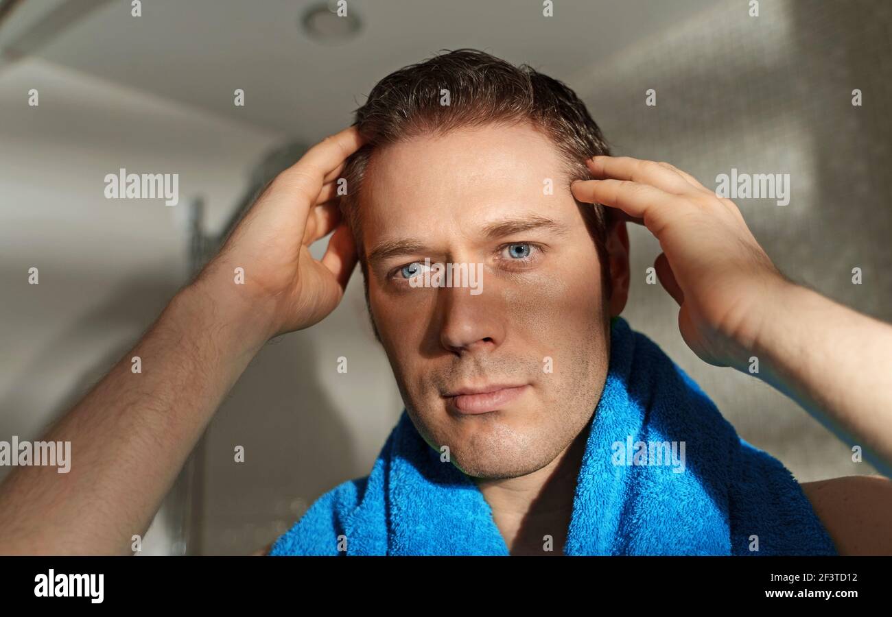 Man wet shower bathroom hi-res stock photography and images - Alamy