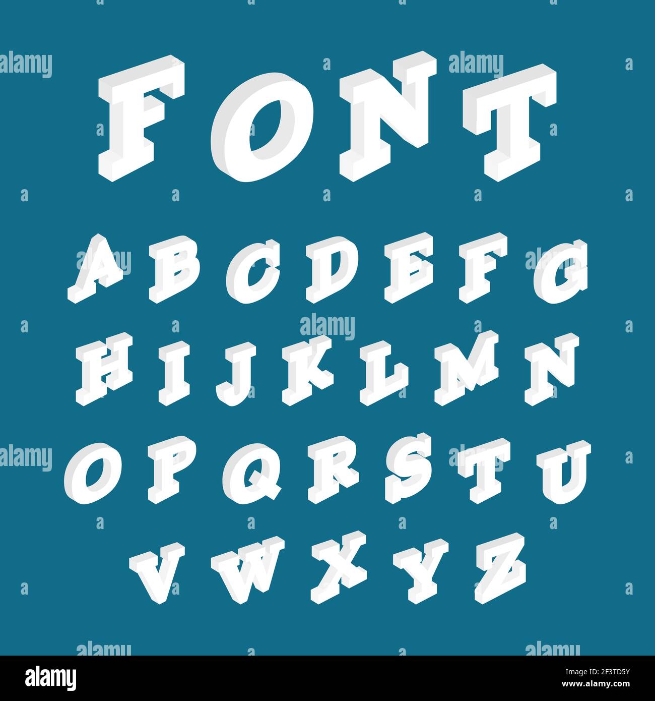 Isometric 3d font perspective alphabet lettering hi-res stock ...