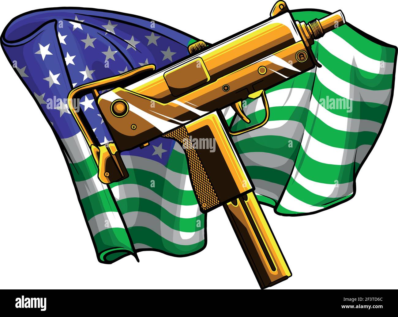 weapont Uzi with ameican flag vector illustration Stock Vector Image ...