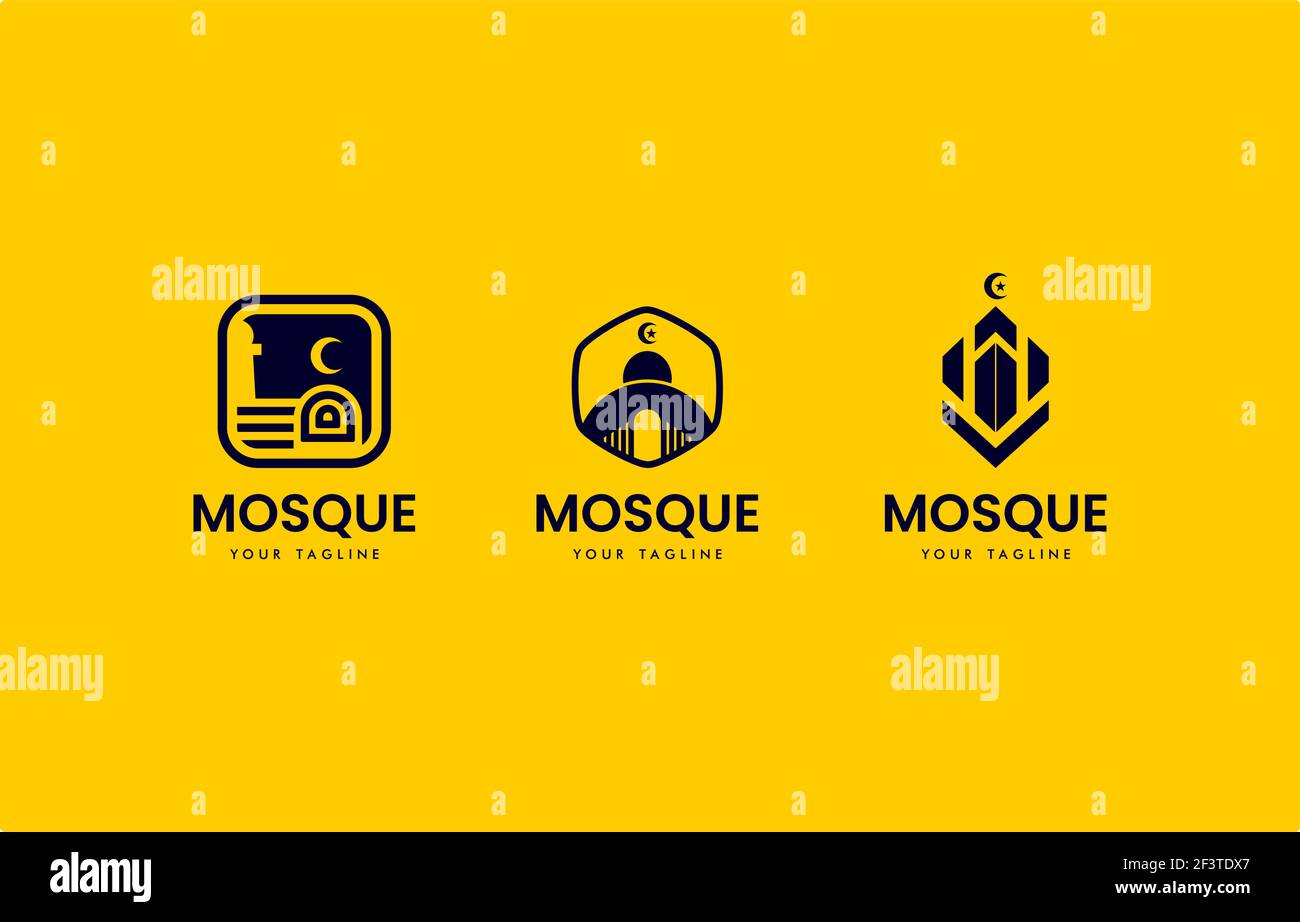 Unique Mosque Logo Illustration Vector Design Template suitable for ...