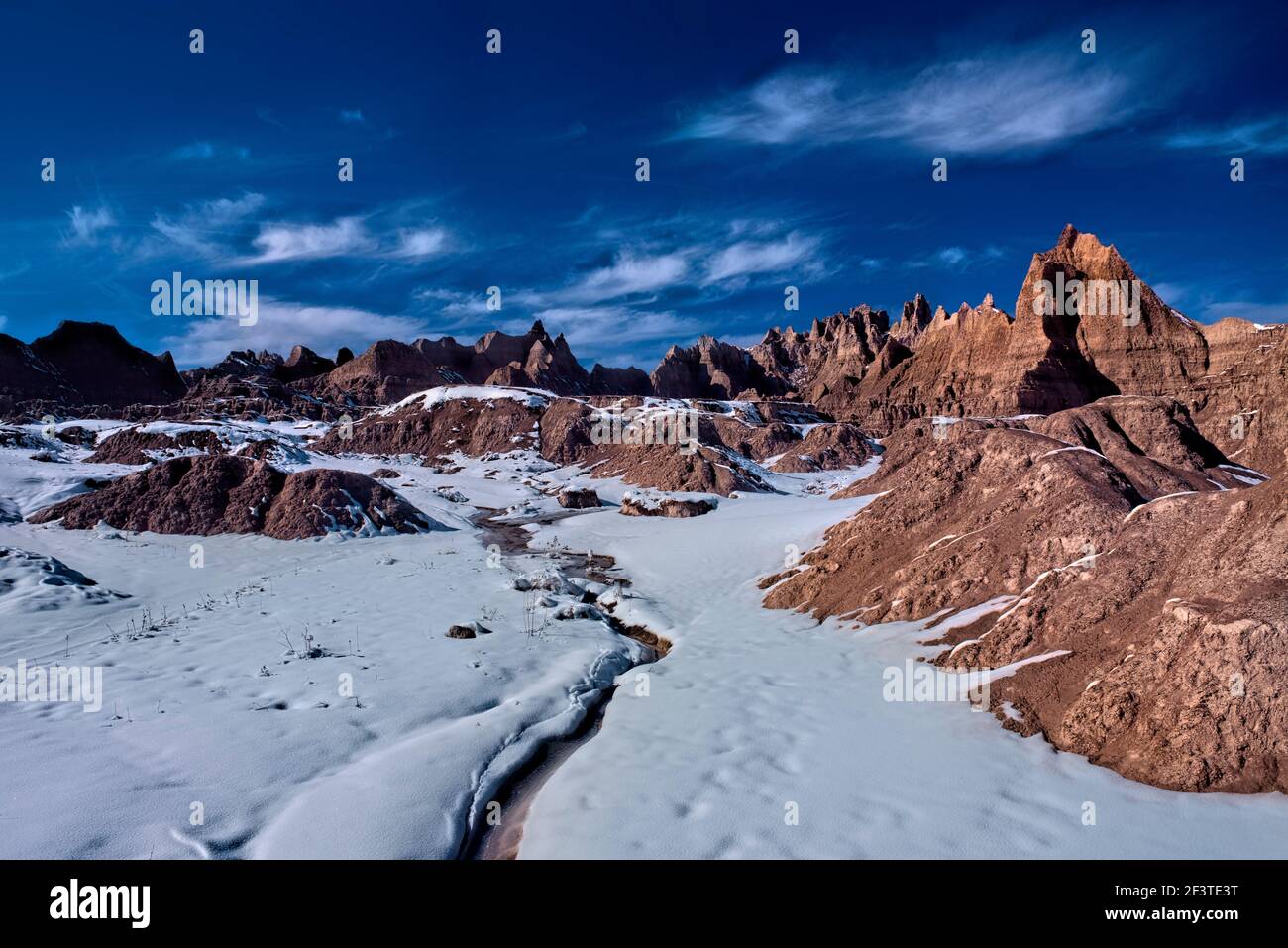 Badlands National Park in winter, South Dakota, U.S.A Stock Photo - Alamy