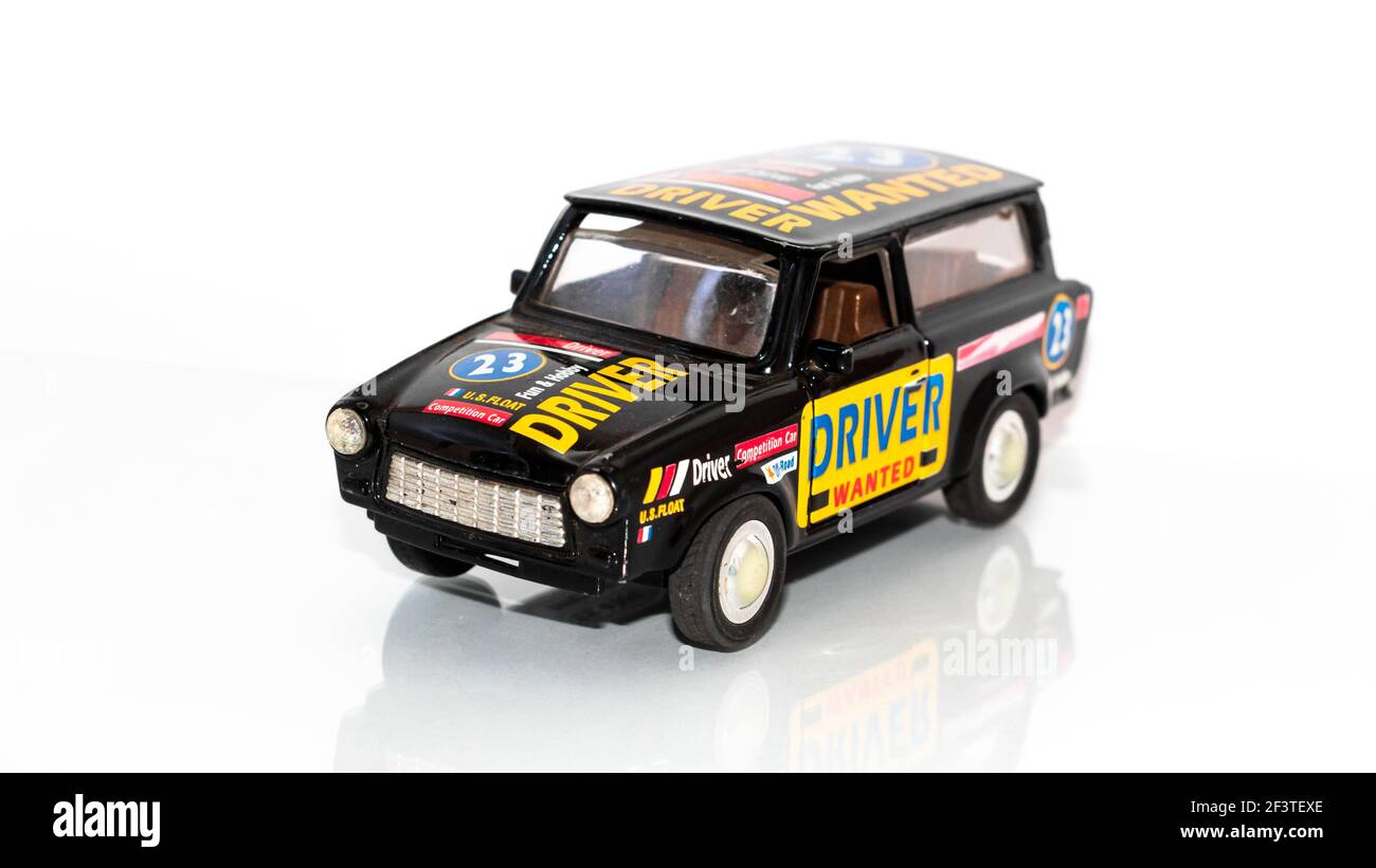 A car model with the message "driver wanted" on a white background ...