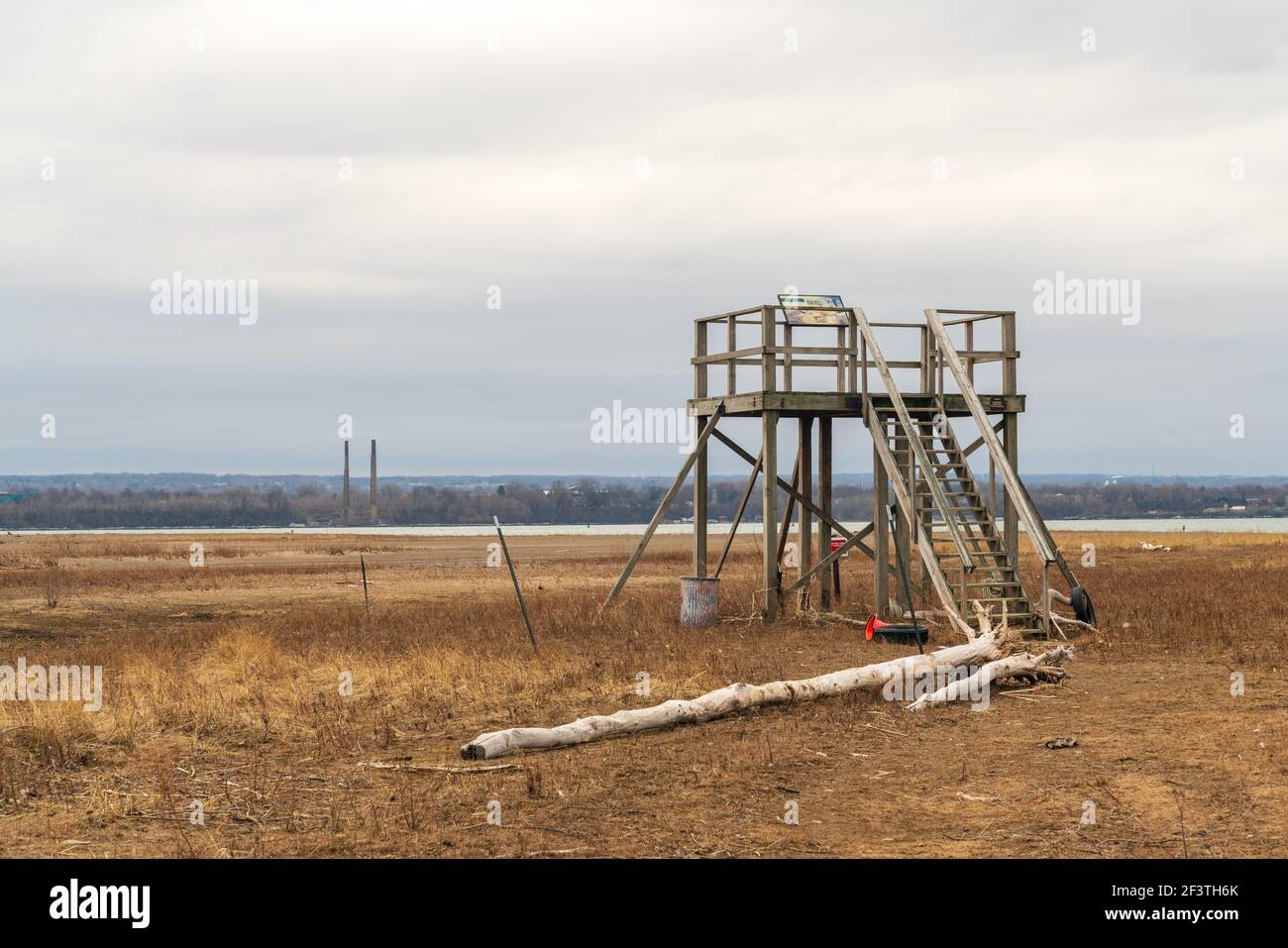Gull Point observation tower looking out from Presque Isle, Erie ...