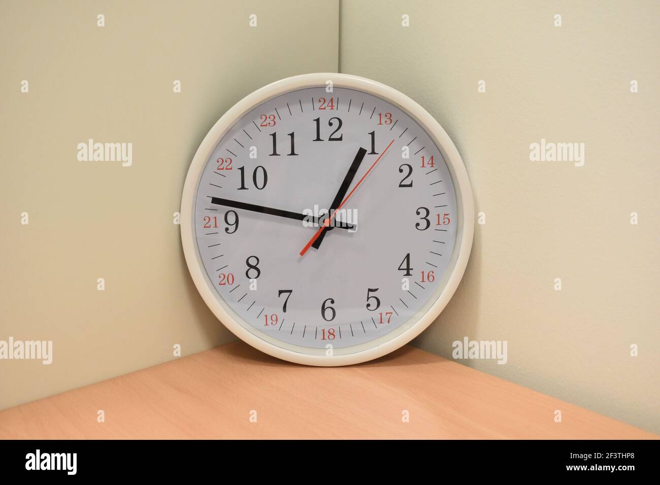 Plain clock by a wall Stock Photo - Alamy