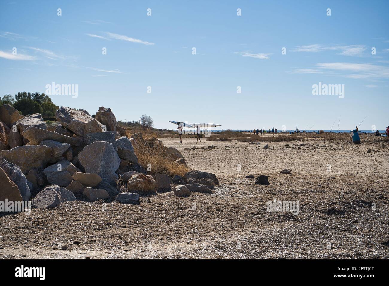 beautiful view of the beach, located in Alicante, Spain. Rocks Stock ...