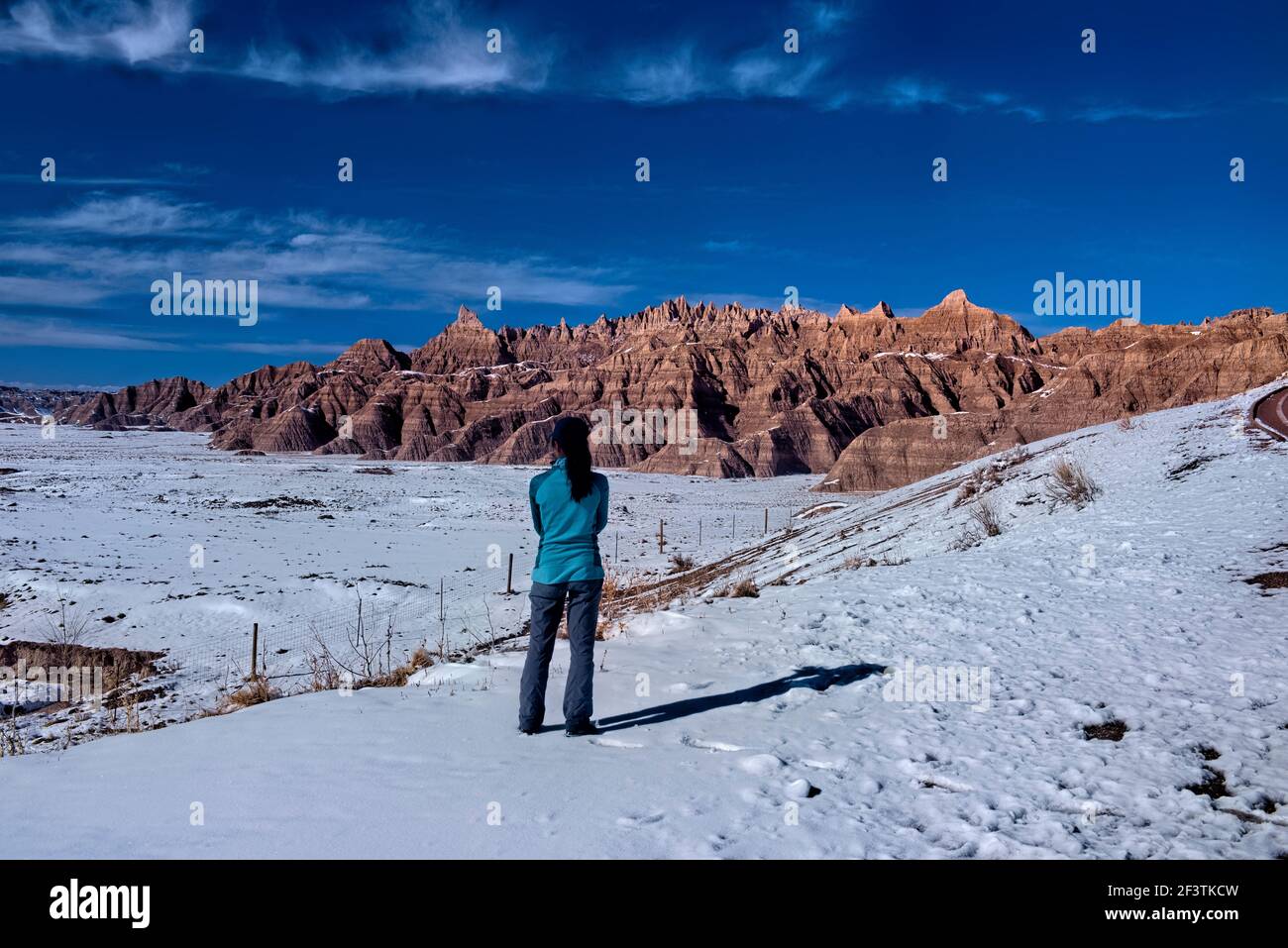 Badlands National Park in winter, South Dakota, U.S.A Stock Photo - Alamy
