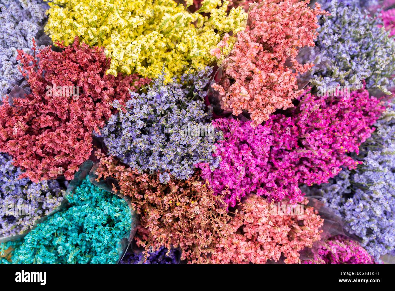 Colorful flower bouquets at Paloquemao Market Square, Bogota, Colombia ...