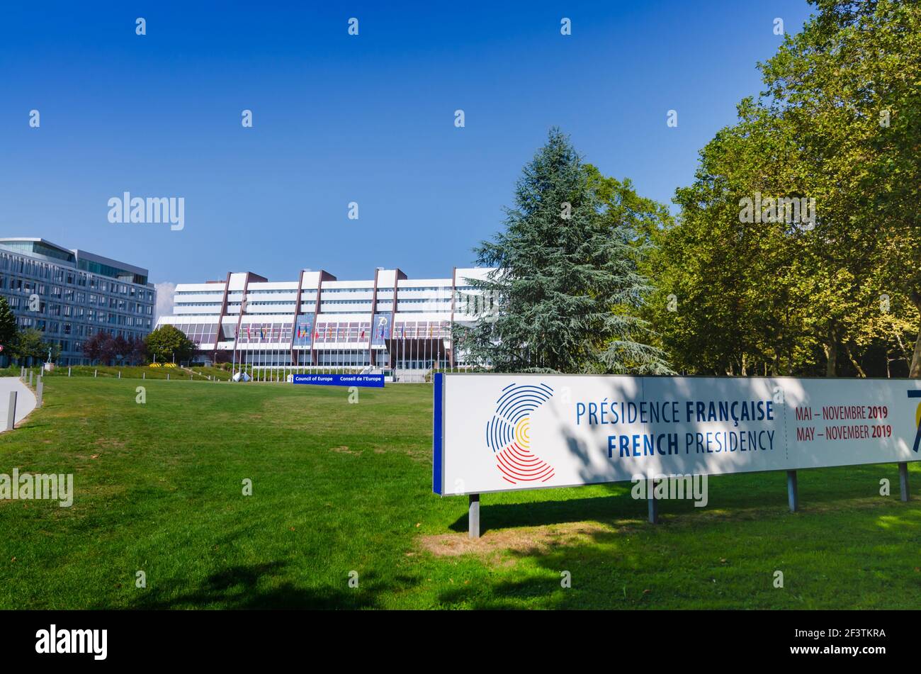Strasbourg, France, August 2019. Front view of the Palace of Europe ...