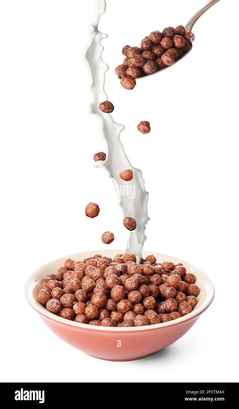 Cereal bowl milk splash Cut Out Stock Images & Pictures - Alamy