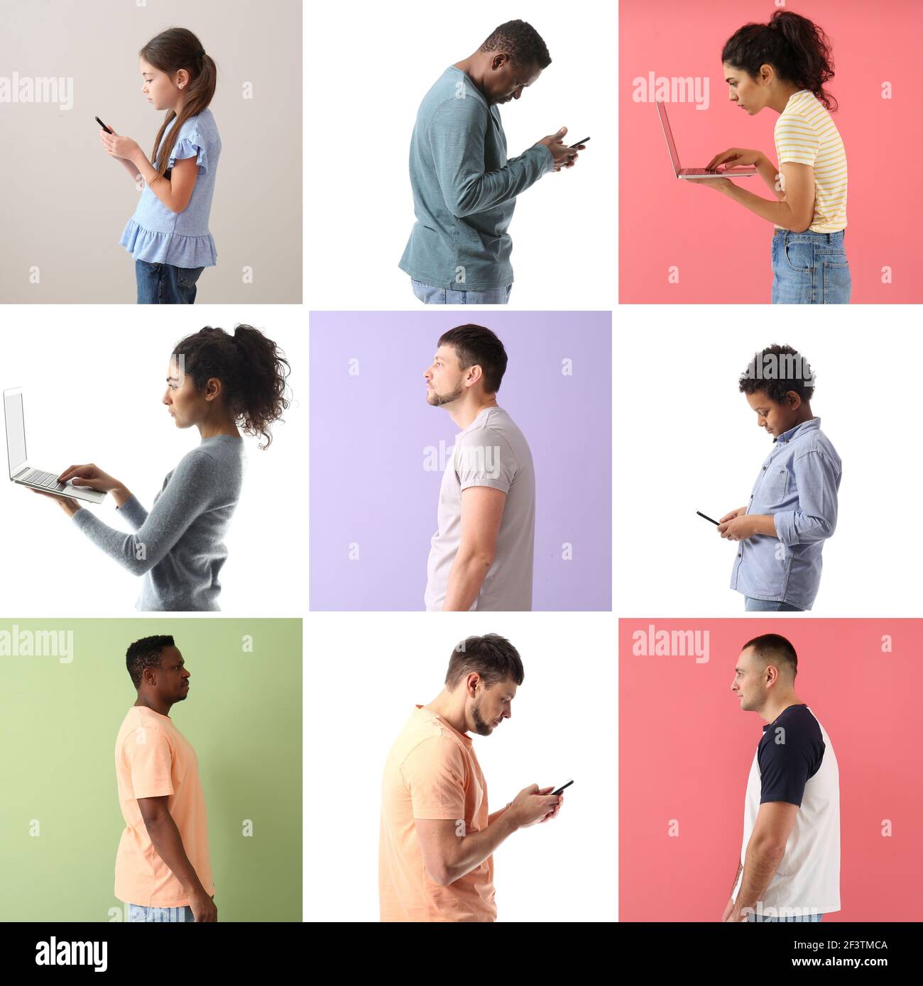 Set of people with bad and proper posture Stock Photo - Alamy