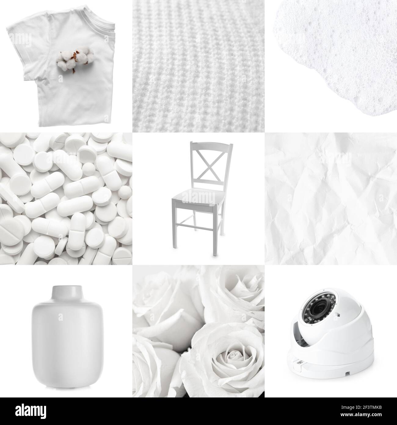 Collage of photos in white colors Stock Photo - Alamy