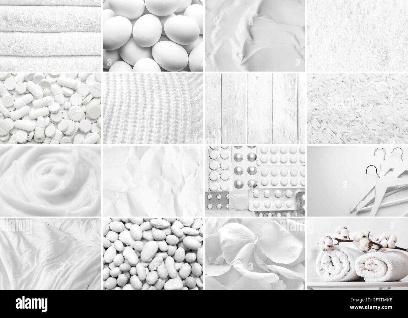 Collage of white textures, closeup Stock Photo - Alamy