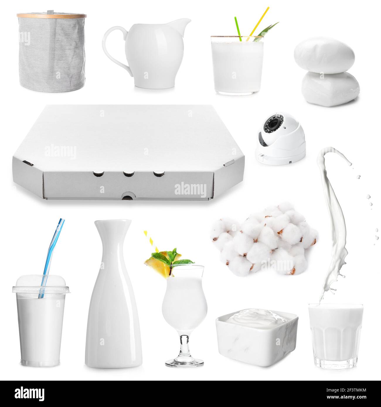Collage of different objects on white background Stock Photo - Alamy