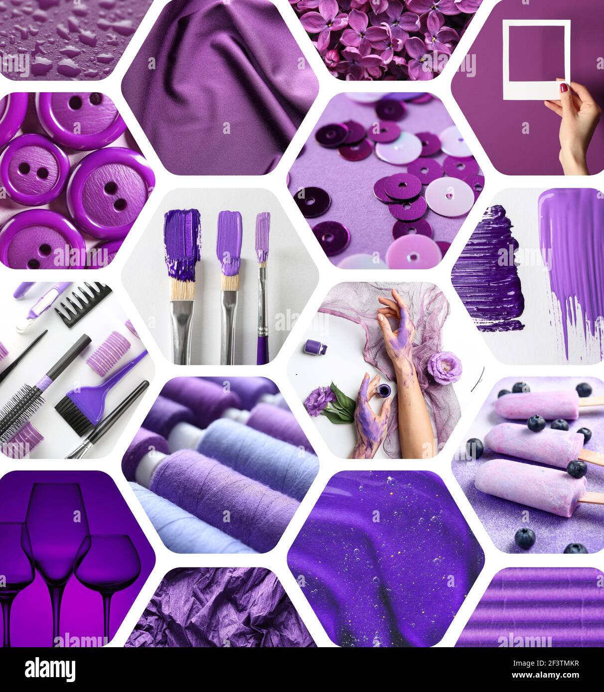 Collage of photos in violet colors Stock Photo - Alamy