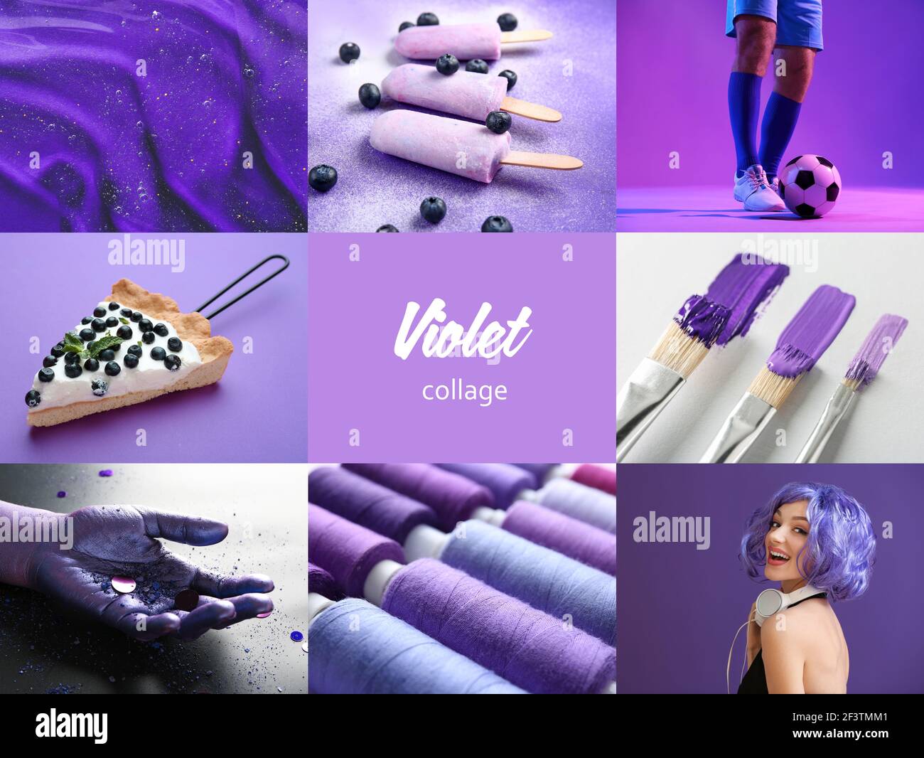 Collage of photos in violet colors Stock Photo - Alamy