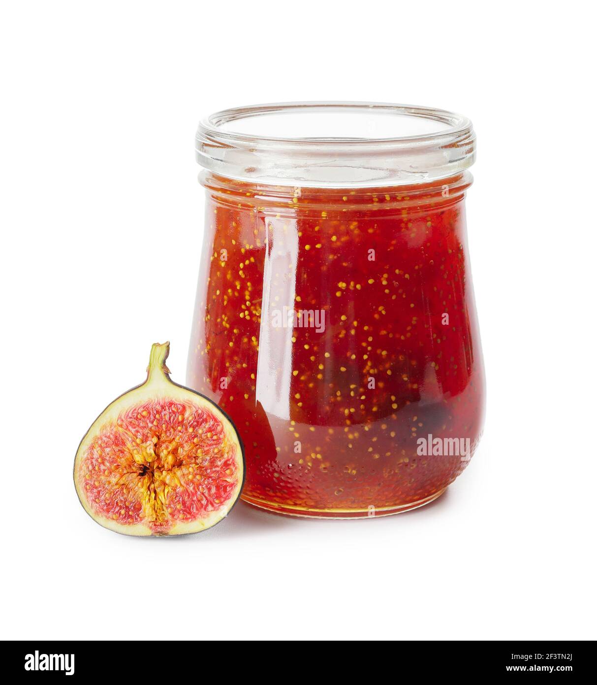 Jar of sweet fig jam on white background Stock Photo - Alamy