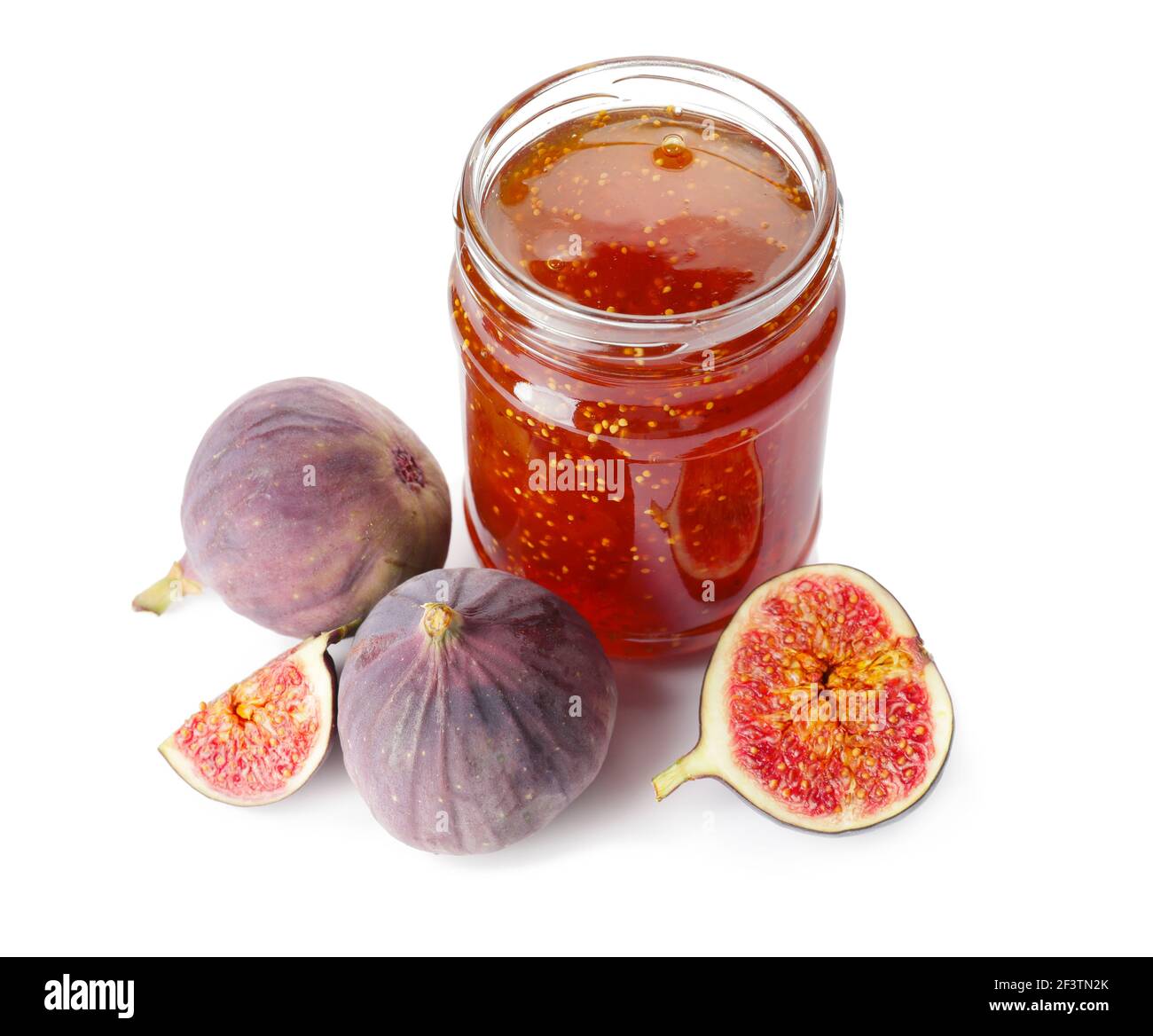 Jar of sweet fig jam on white background Stock Photo - Alamy